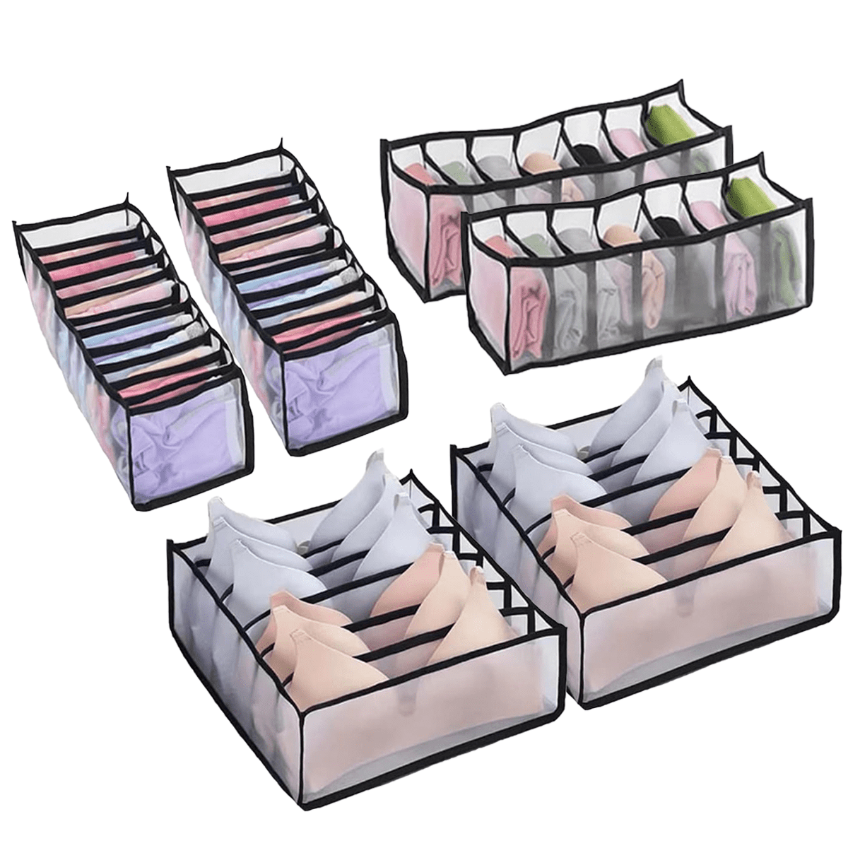 Underwear Storage Bins, Foldable Washable Mesh Drawer Organizer, High ...