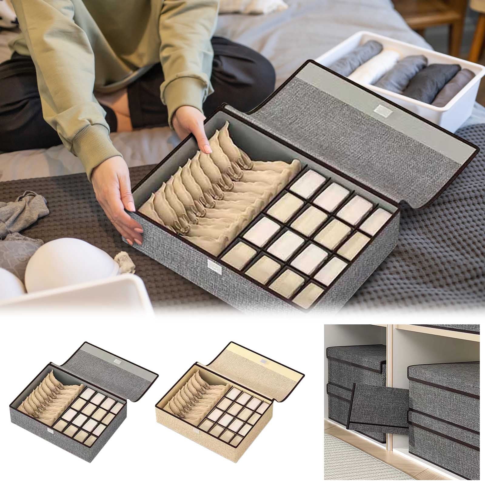 Underwear Storage Box, Lattice Drawer Organizer, 17 Compartment Box ...