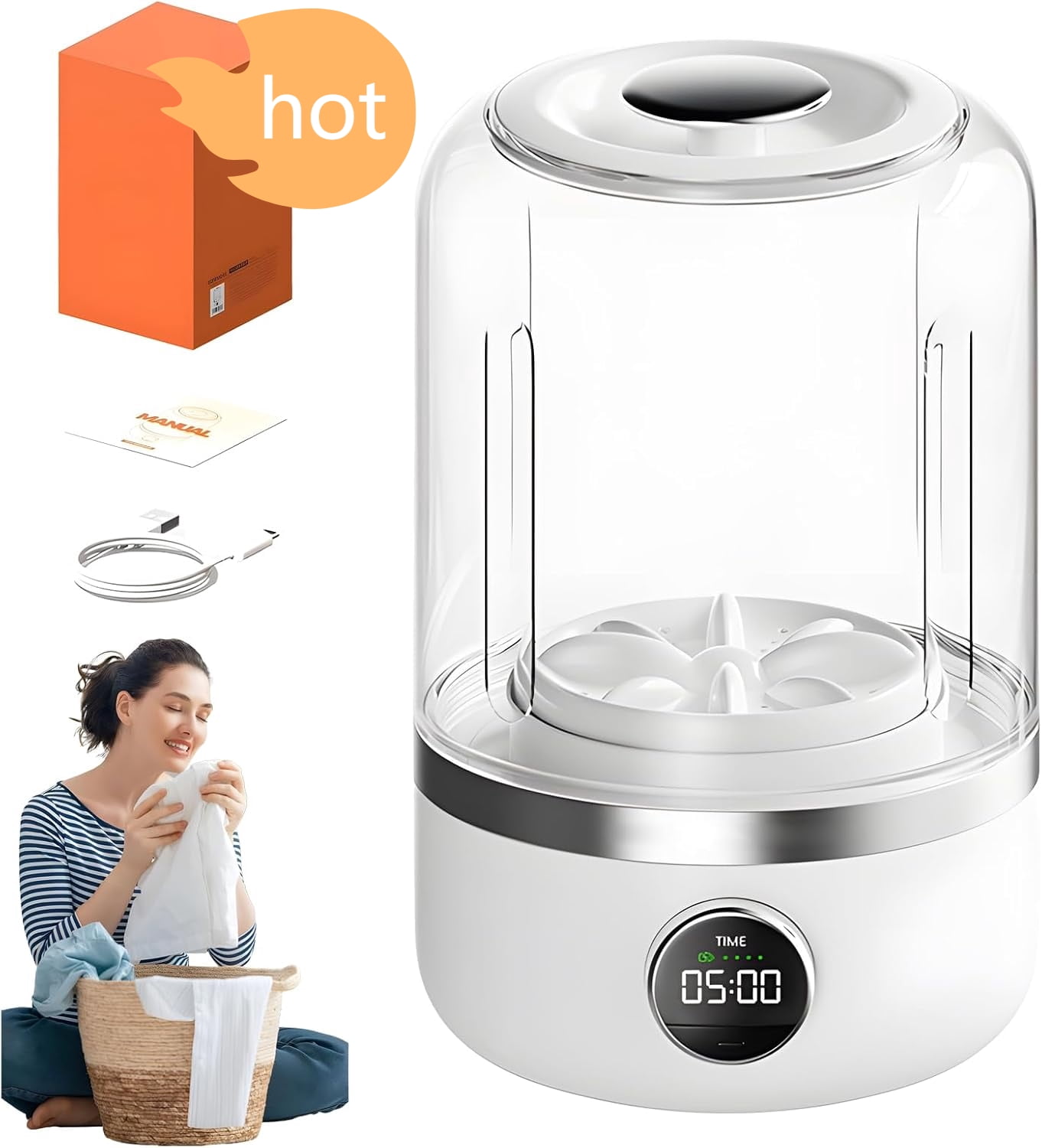 Underwear Washer, Portable Rechargeable Mini Ultrasonic Washing Machine ...