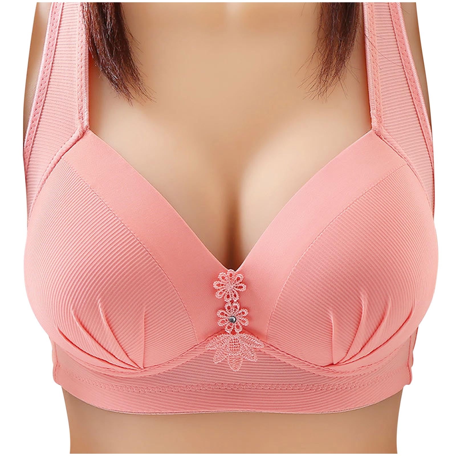 Underwear Women Bra Soild Wire Free One-Piece Bra Everyday Back Buckle Four-Breast Push Up Bra ...