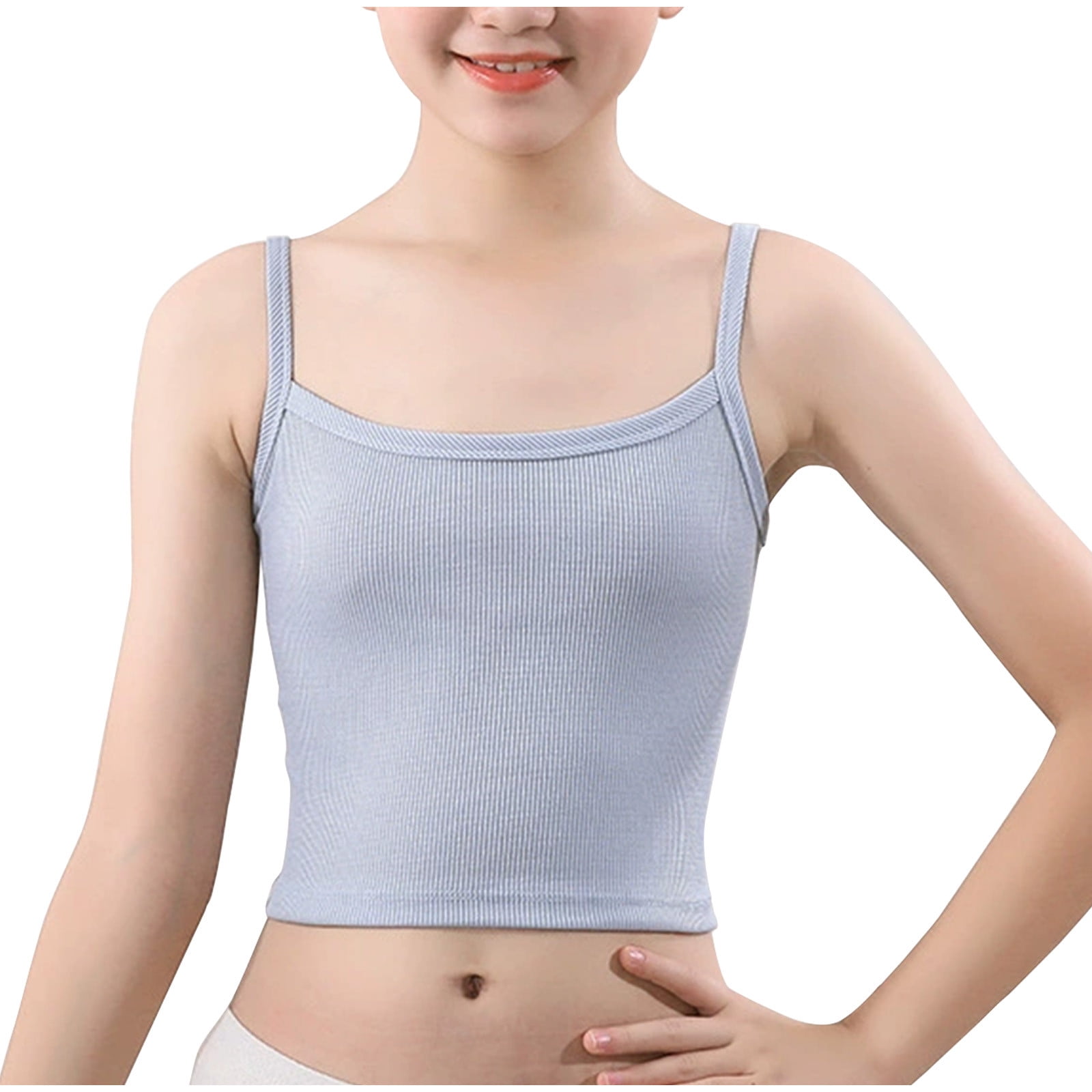 Underwear for Girls Girls' Cropped Cami Tops Slim Fitting Tank Underwear Bra Teen Underwear Blue ...