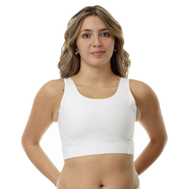 Underworks Wide Band MagiCotton Sports and Binding Bra, White, Size 34 ...