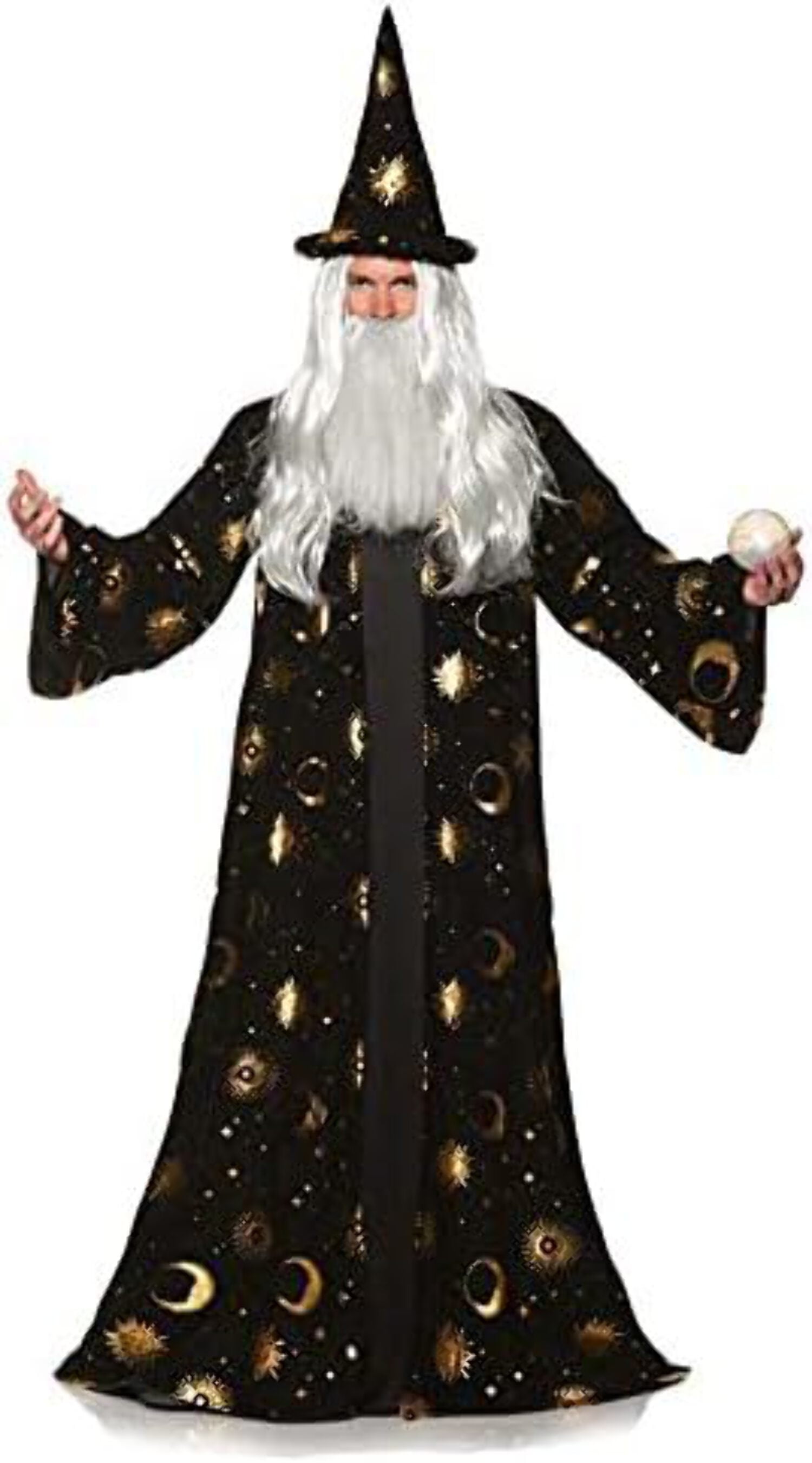 Underwraps Black Celestial Wizard Robe & Hat Adult Costume | XX-Large ...