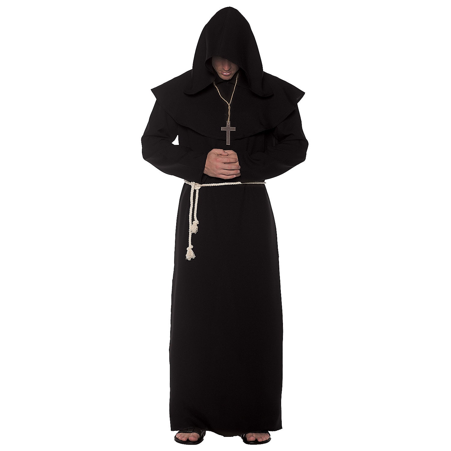 Underwraps Adult Black Monk Robe Costume, Hood and Rope Belt, XX Large ...
