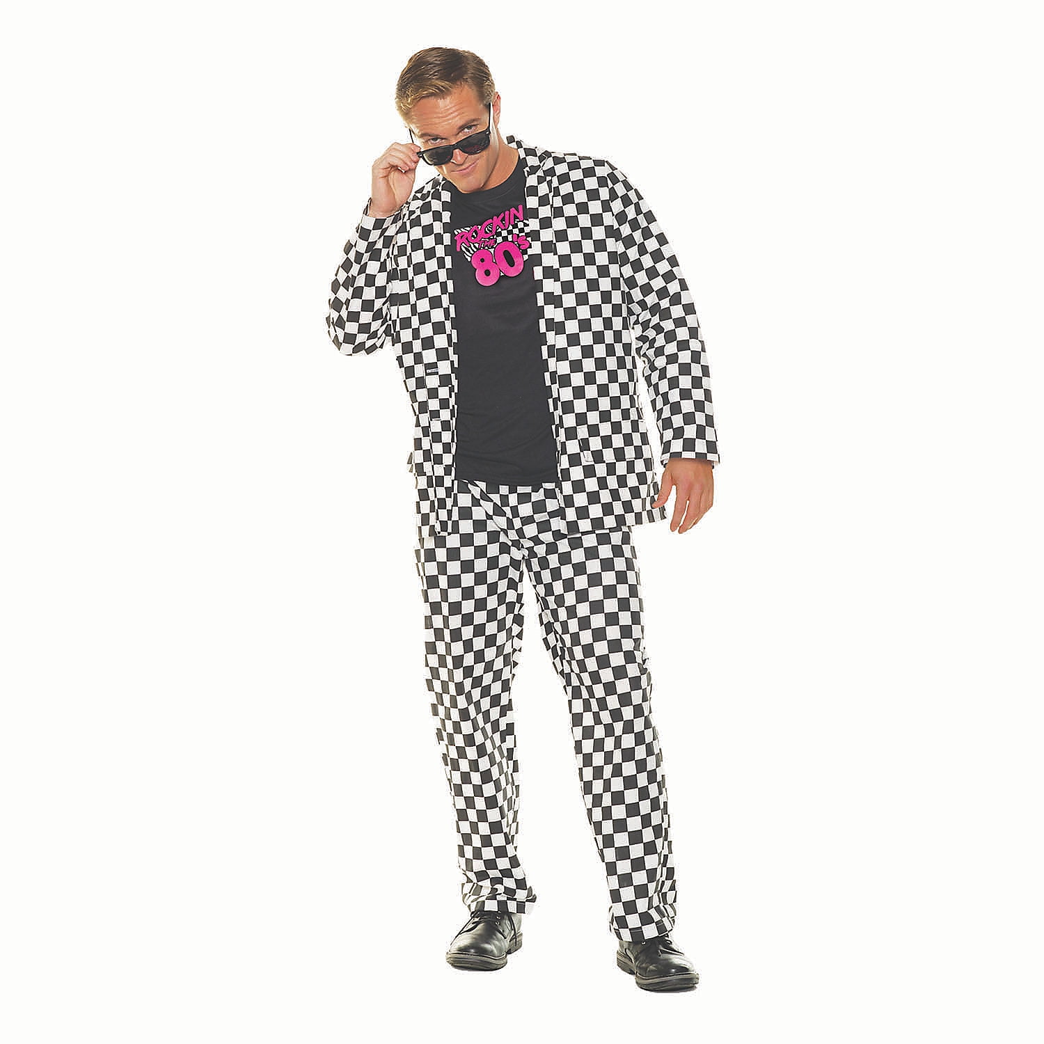 Underwraps Valley Dude Costume, 80s Retro Checkerboard Suit, Polyester ...