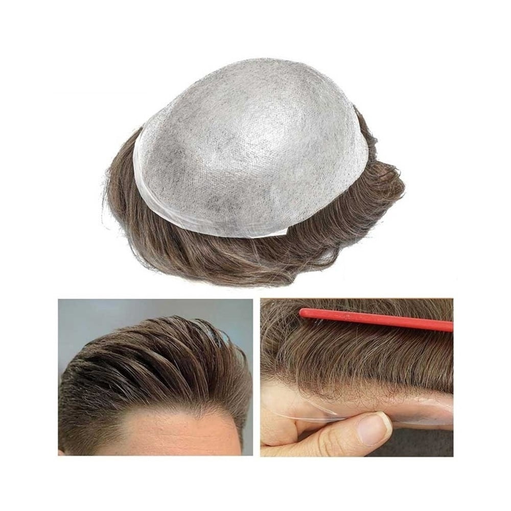 Undetectable Knotless Male Hair Prosthesis Human Hair 0.02-0.03mm Ultra ...