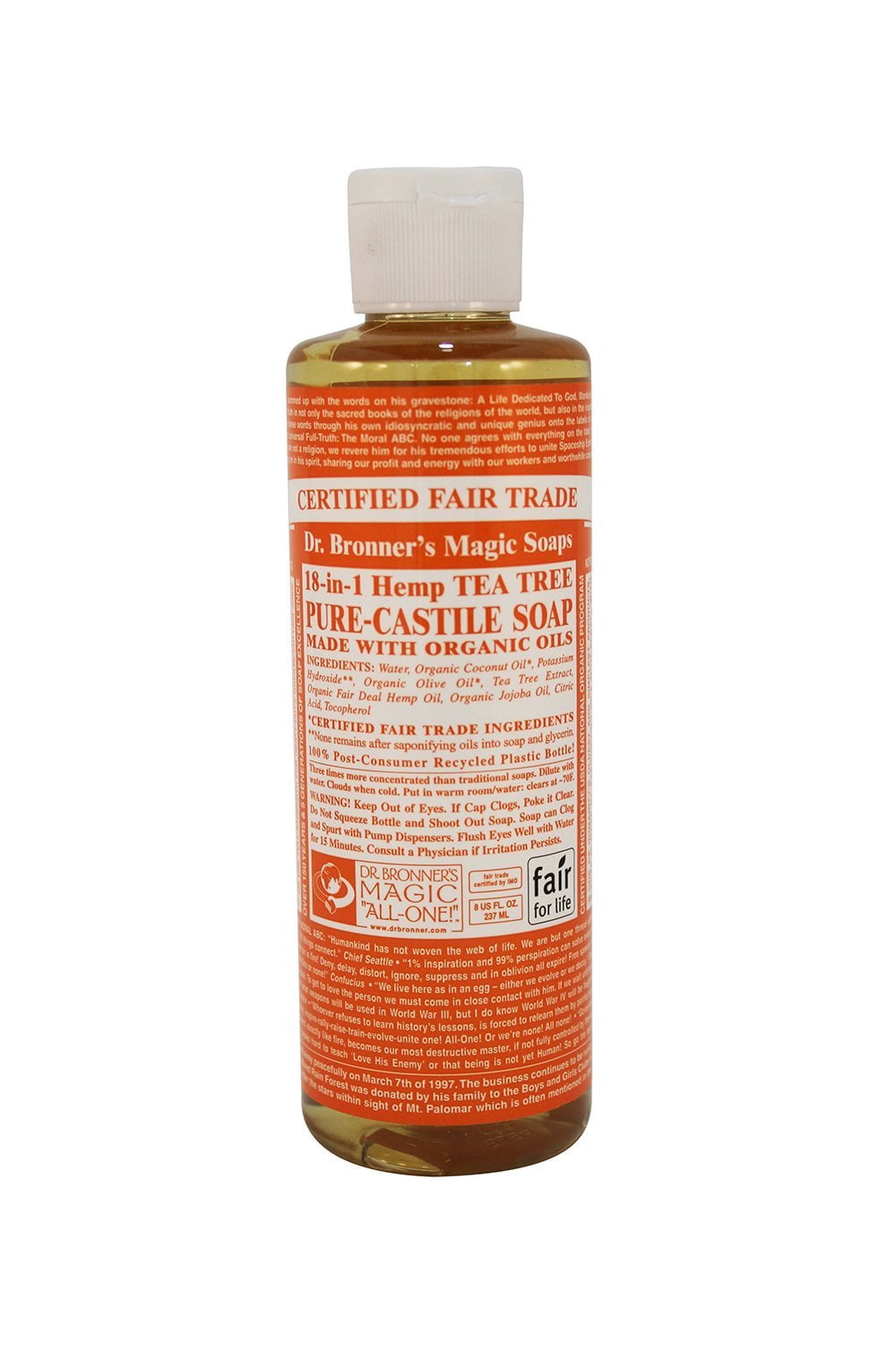 Undiluted Pure Castile Liquid Soap in Tea Tree Refill 18-in-1 All Soap ...