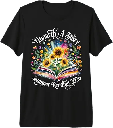 Unearth A Story Summer Reading 2026 Flower Butterfly Book Premium Tri ...