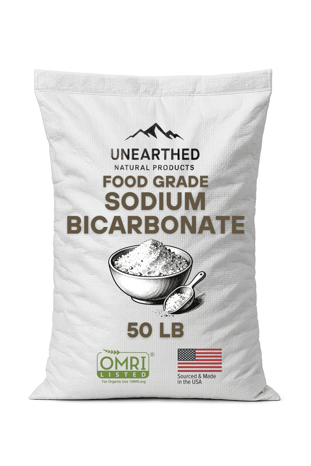 Unearthed Organic Sodium Bicarbonate – 50 lb Bulk Bag, USP Food Grade ...