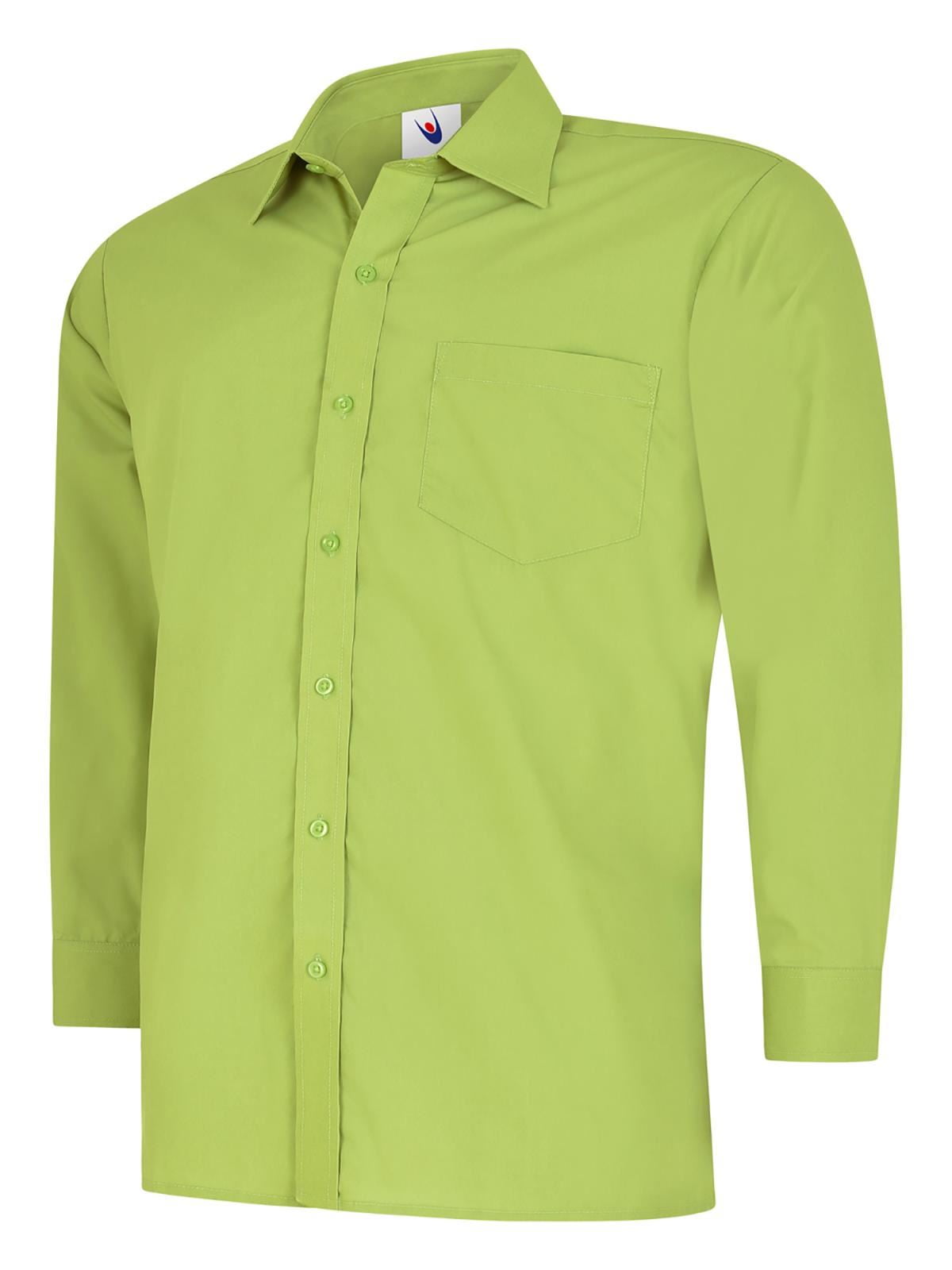 Uneek - Men's Poplin Full Sleeve Shirt - Long Sleeve - Lime - Size 19 ...