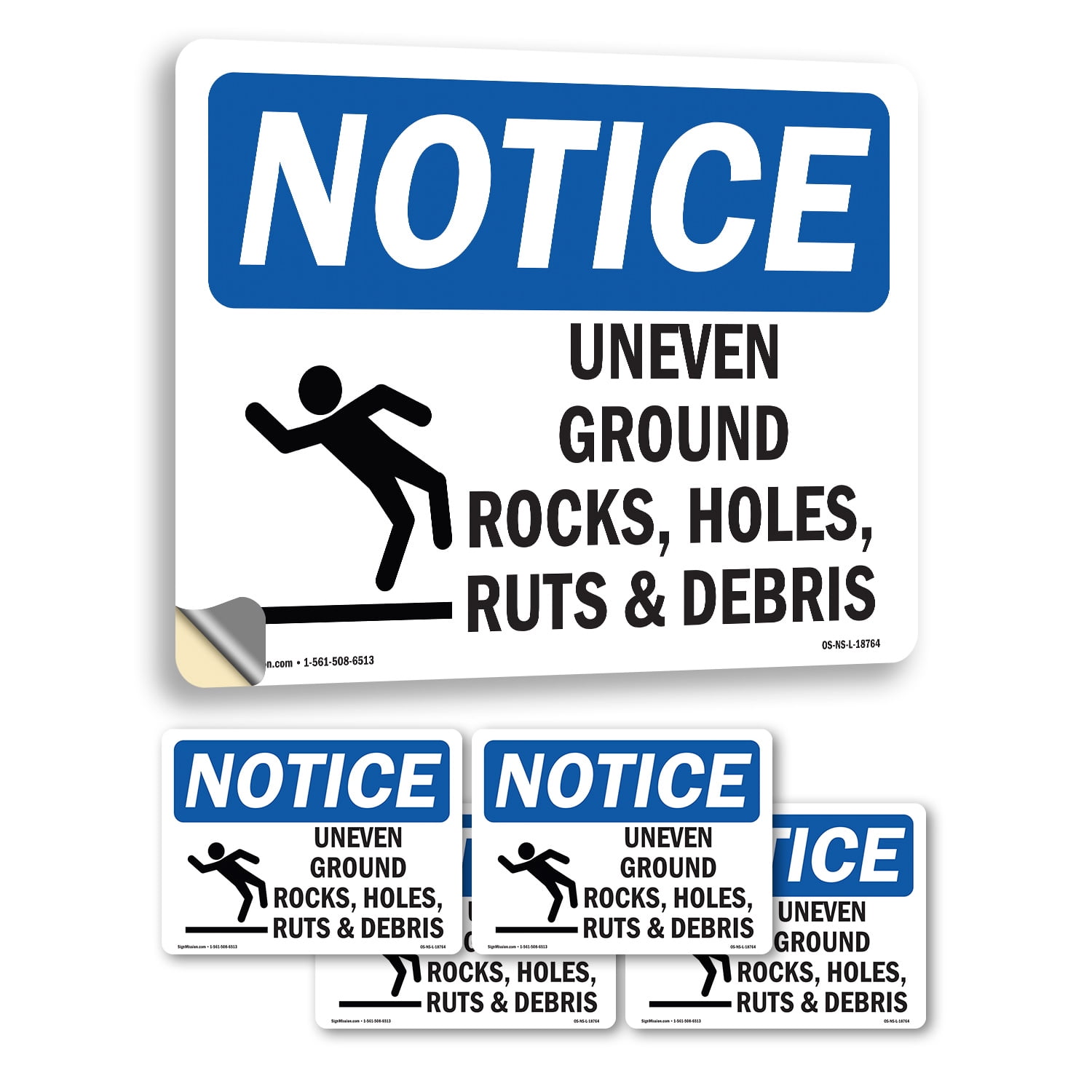 Uneven Ground Rocks Holes With Symbol OSHA Notice Vinyl Decal Label 10 ...