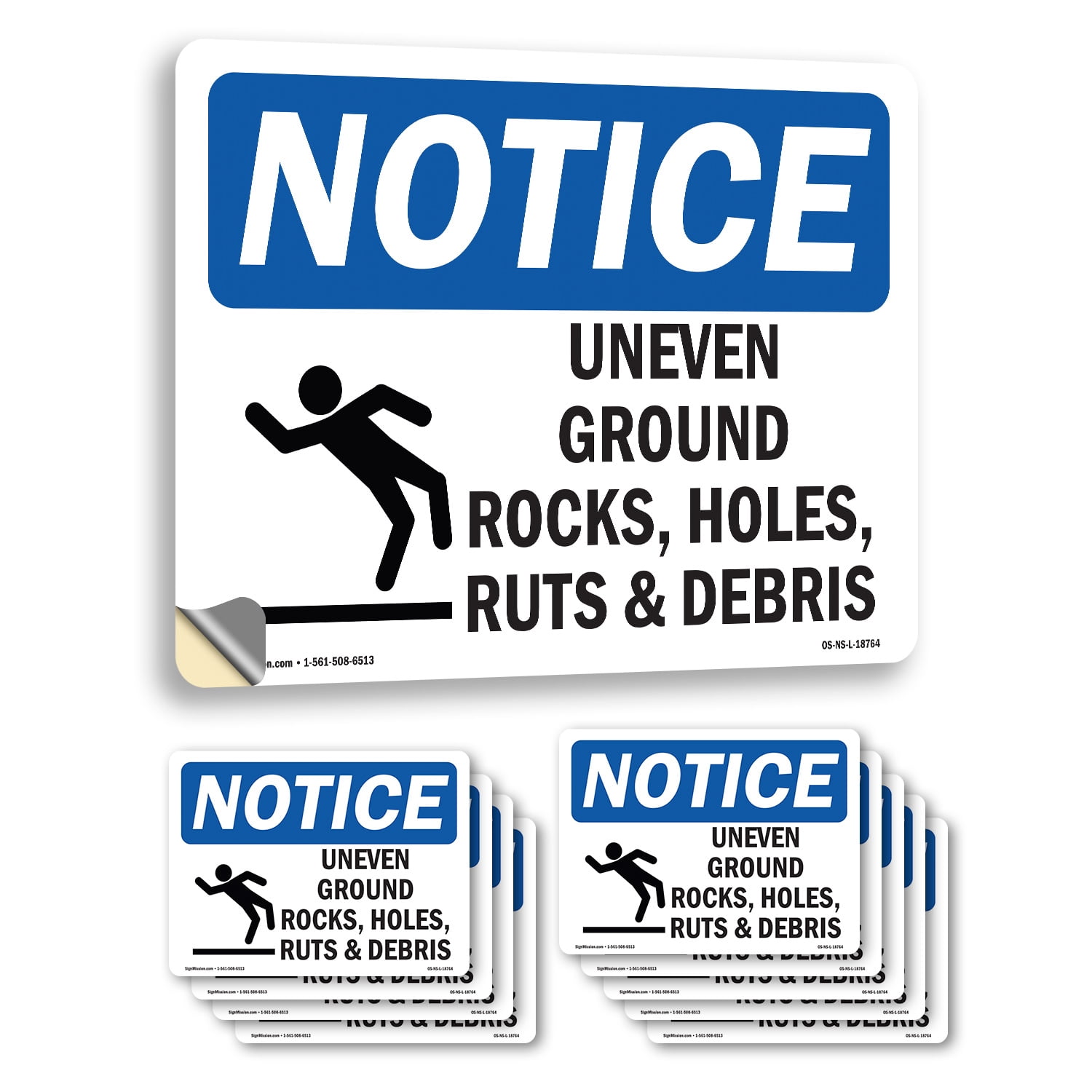 Uneven Ground Rocks Holes With Symbol OSHA Notice Vinyl Decal Label 24 ...