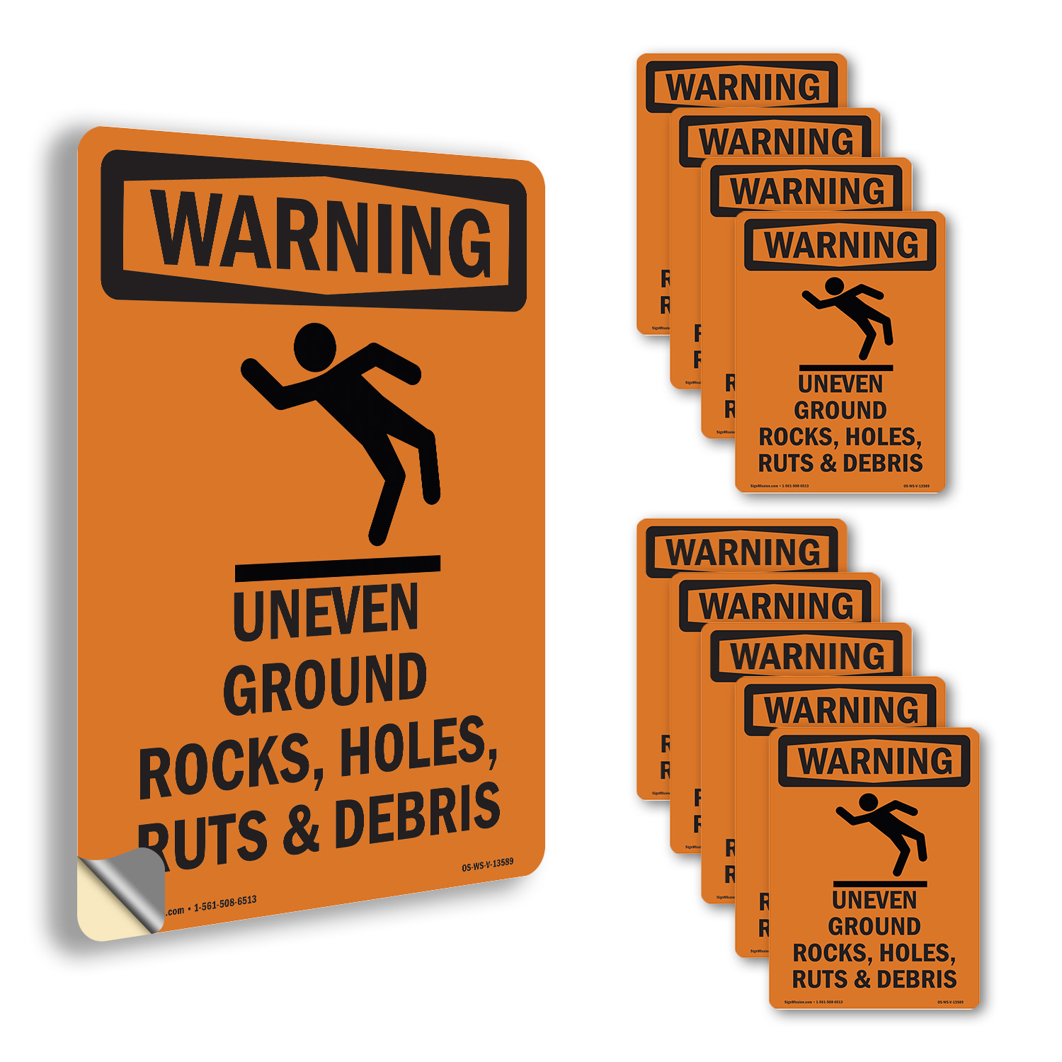 Uneven Ground Rocks With Symbol OSHA WARNING Vinyl Decal Label 10 Inch ...