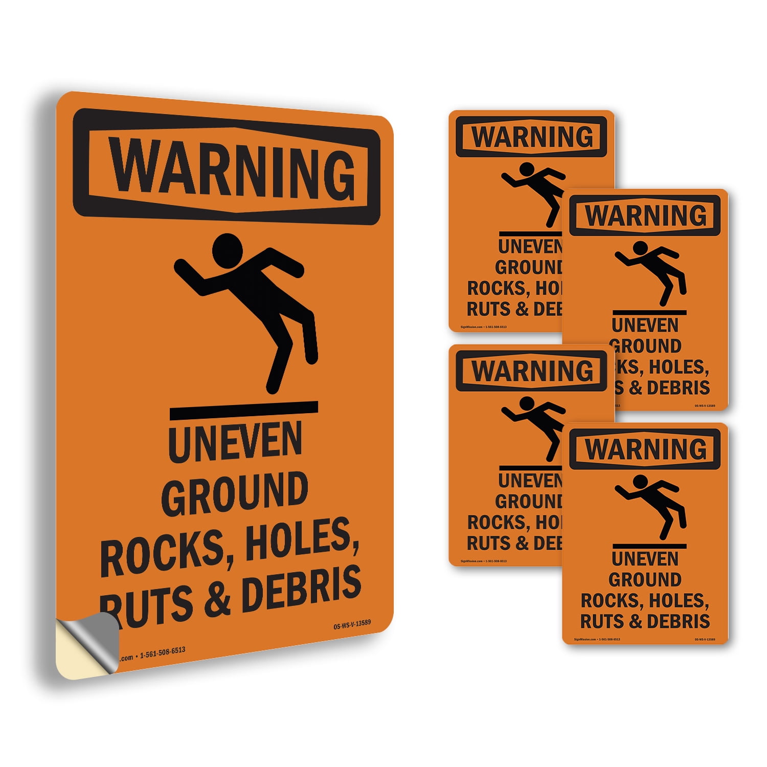 Uneven Ground Rocks With Symbol OSHA WARNING Vinyl Decal Label 24 Inch ...