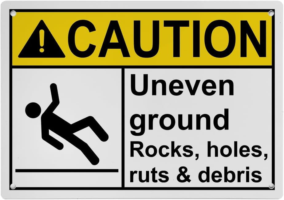 Uneven Ground Watch Your Step Sign, Industrial Caution Sign 8"x12" UV ...