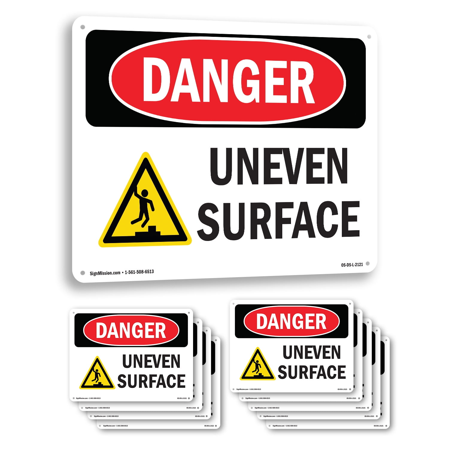 Uneven Surface OSHA Danger Aluminum Sign 10 Inch x 7 Inch - 10 Pack ...