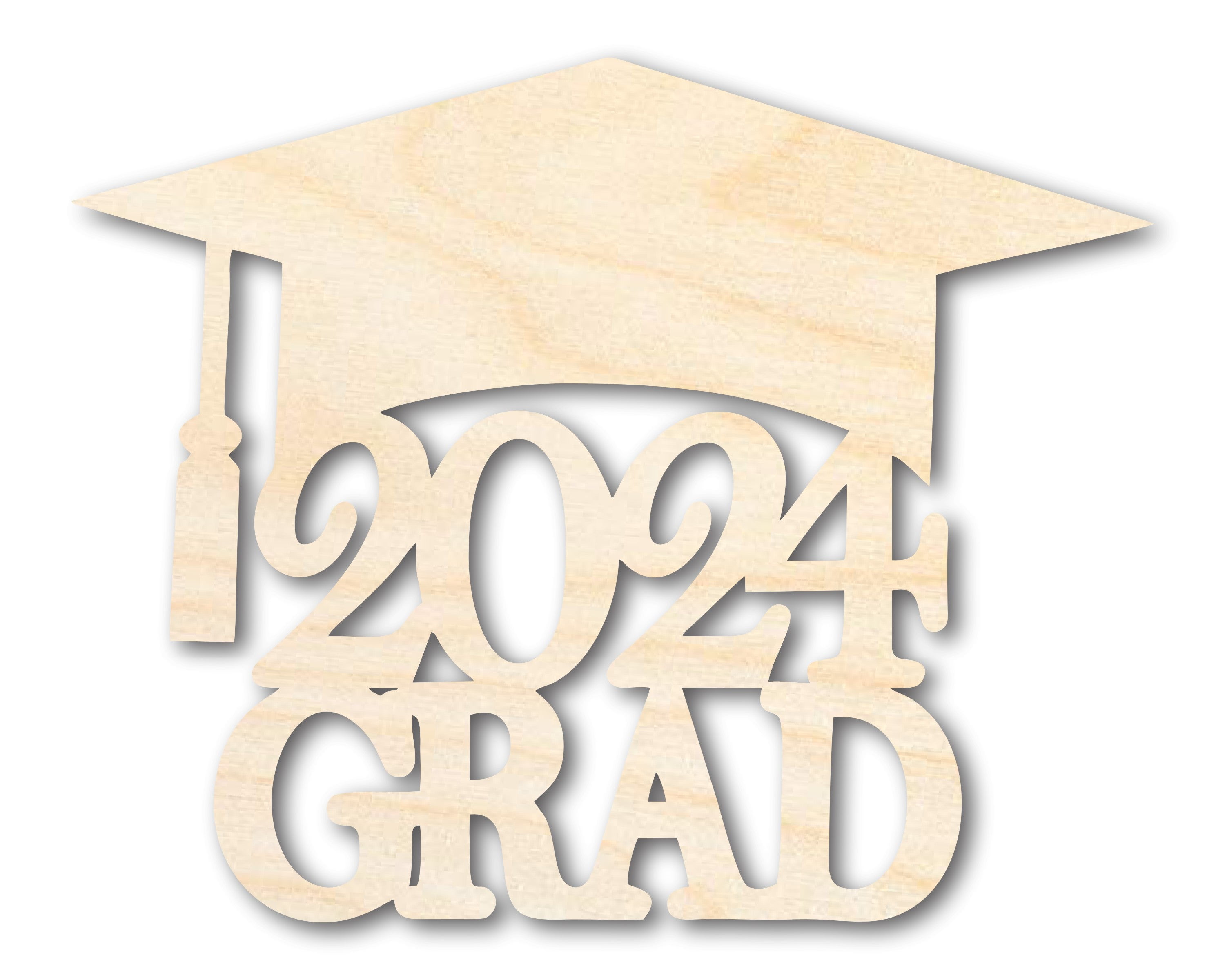 Unfinished 2024 Grad Graduation Cap Shape | DIY Craft Cutout | up to 46 ...