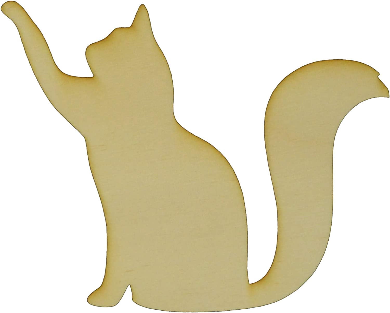 Unfinished Cat with Raised Paw Wood Cut Out Available in a Variety of ...