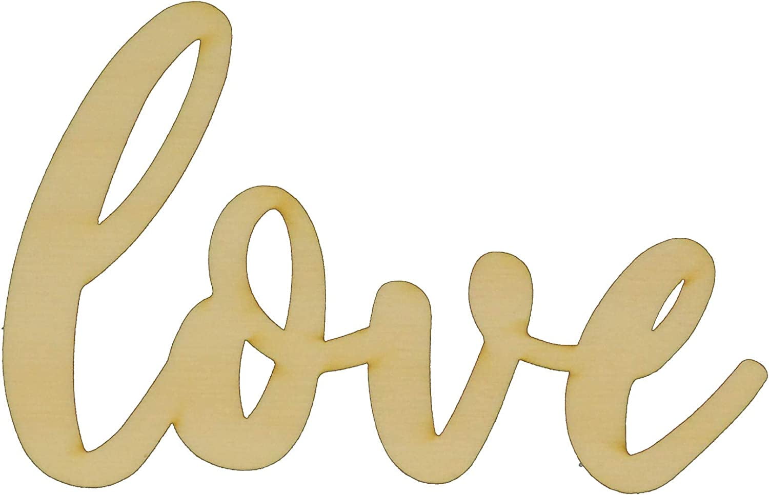 Unfinished Cursive Word love Wood Cutout (1/8" Thickness, Small 5" x 3. ...