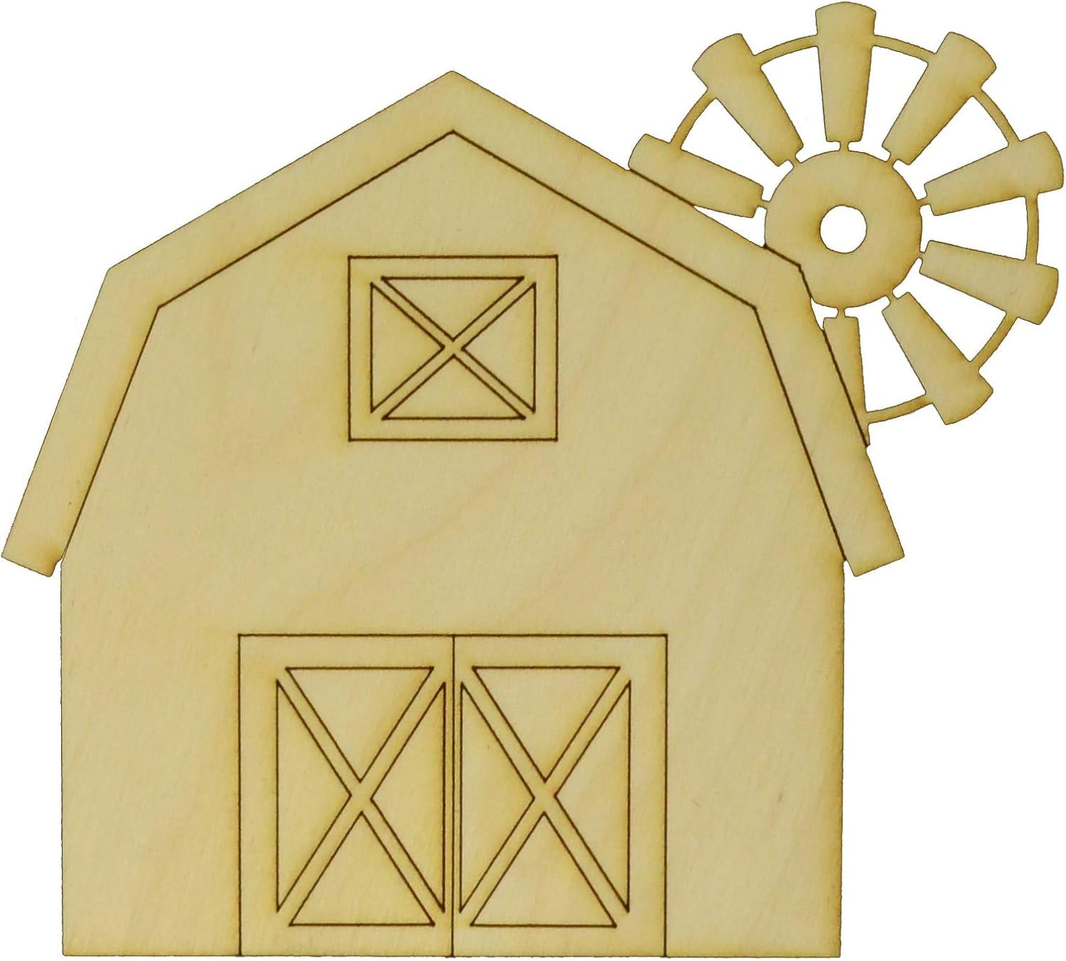 Unfinished Detailed Barn with Windmill Wood Cut Out Available in a ...