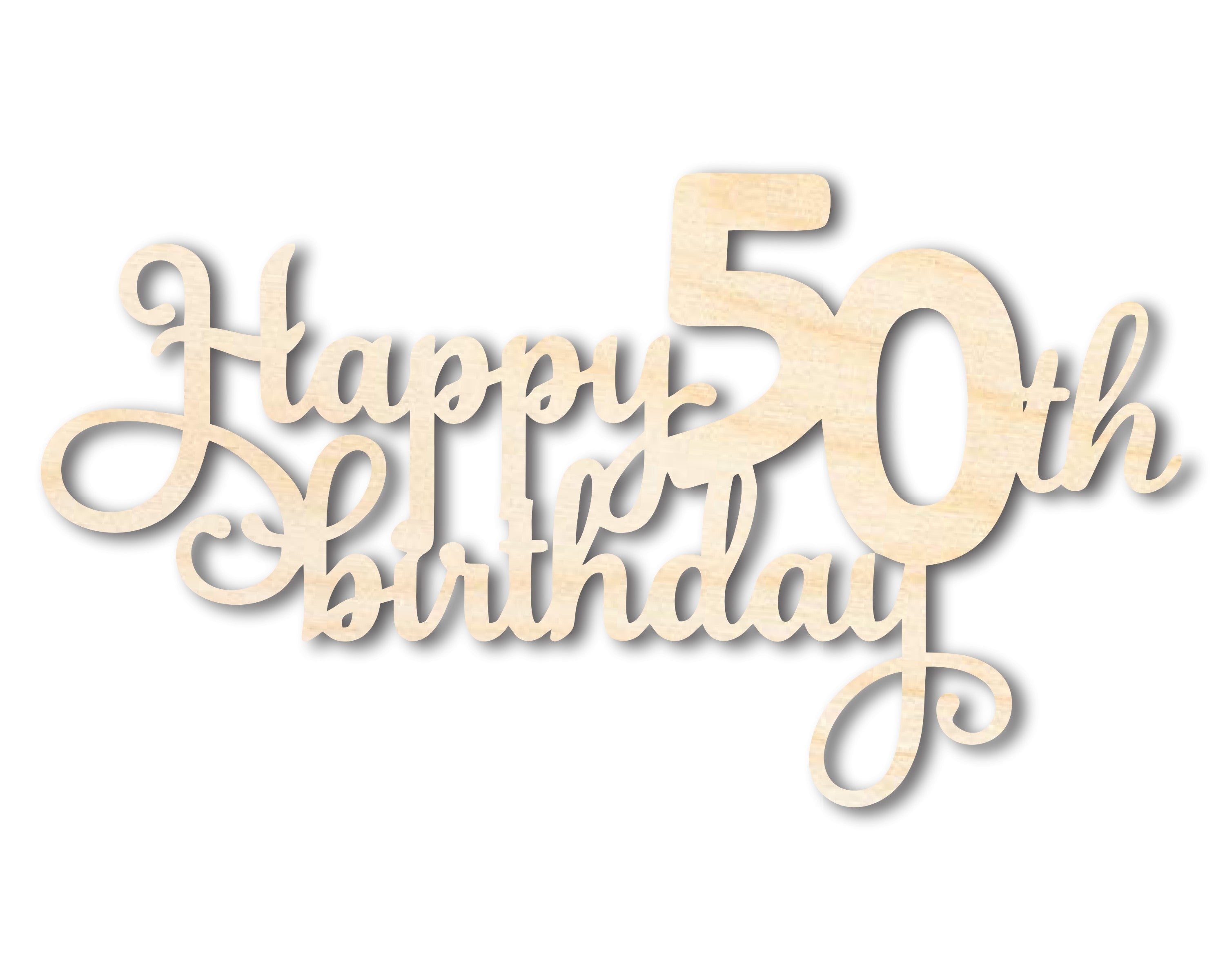 Unfinished Happy 50th Birthday Sign Shape | DIY Craft Cutout 18" / 3/4 ...