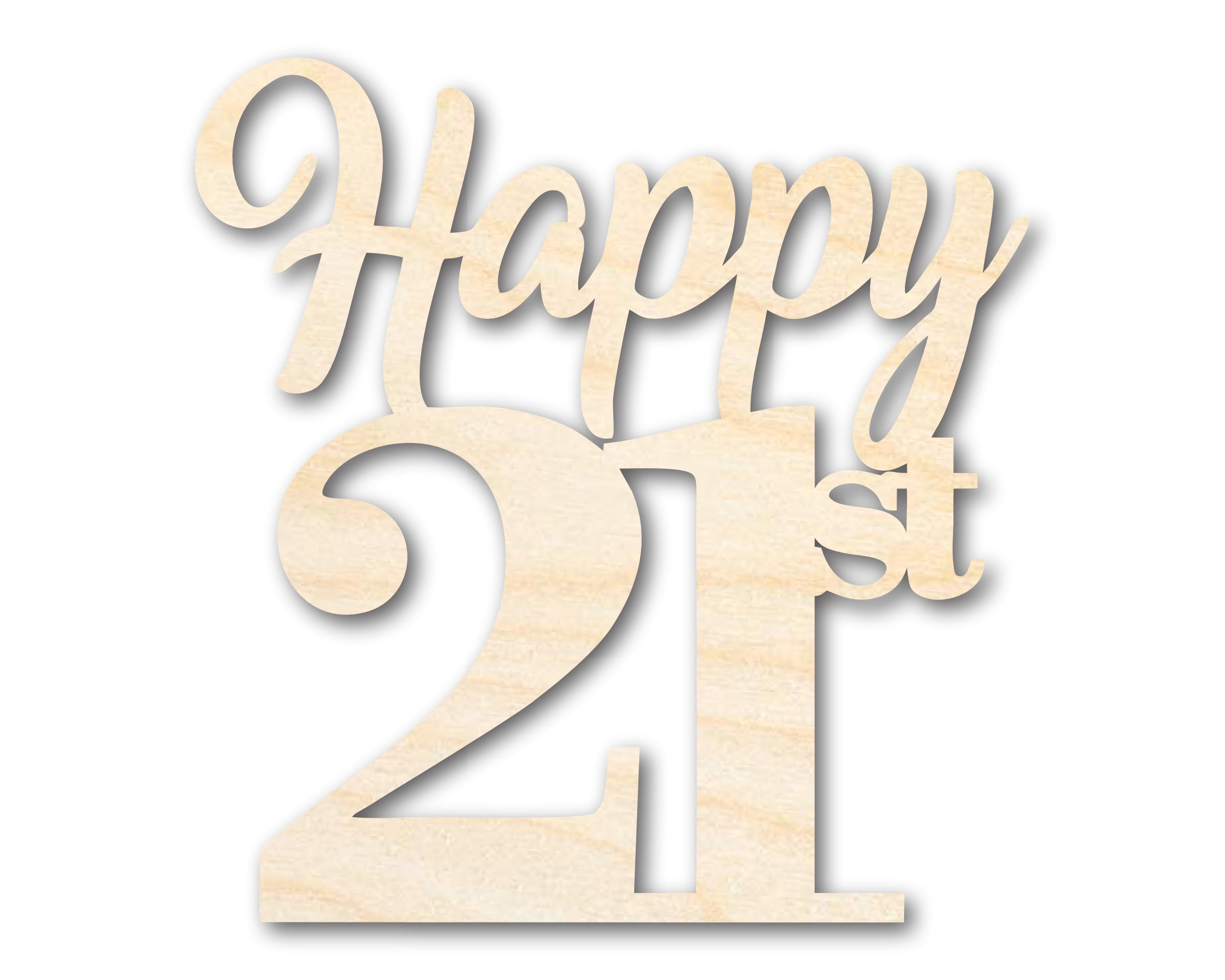 Unfinished Happy Twenty First Shape | DIY Craft Cutout | up to 46" DIY ...