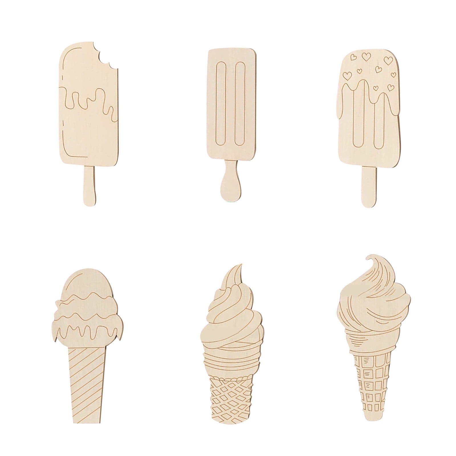 Unfinished Ice Cream Wood Cutouts Summer DIY Wood Cutouts for Crafts ...
