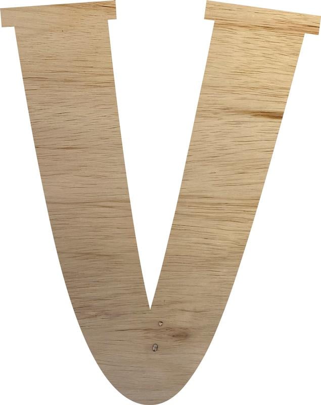 Unfinished Lemon Spark Wood Letter V, Paintable 20'' Tall Craft Wooden ...