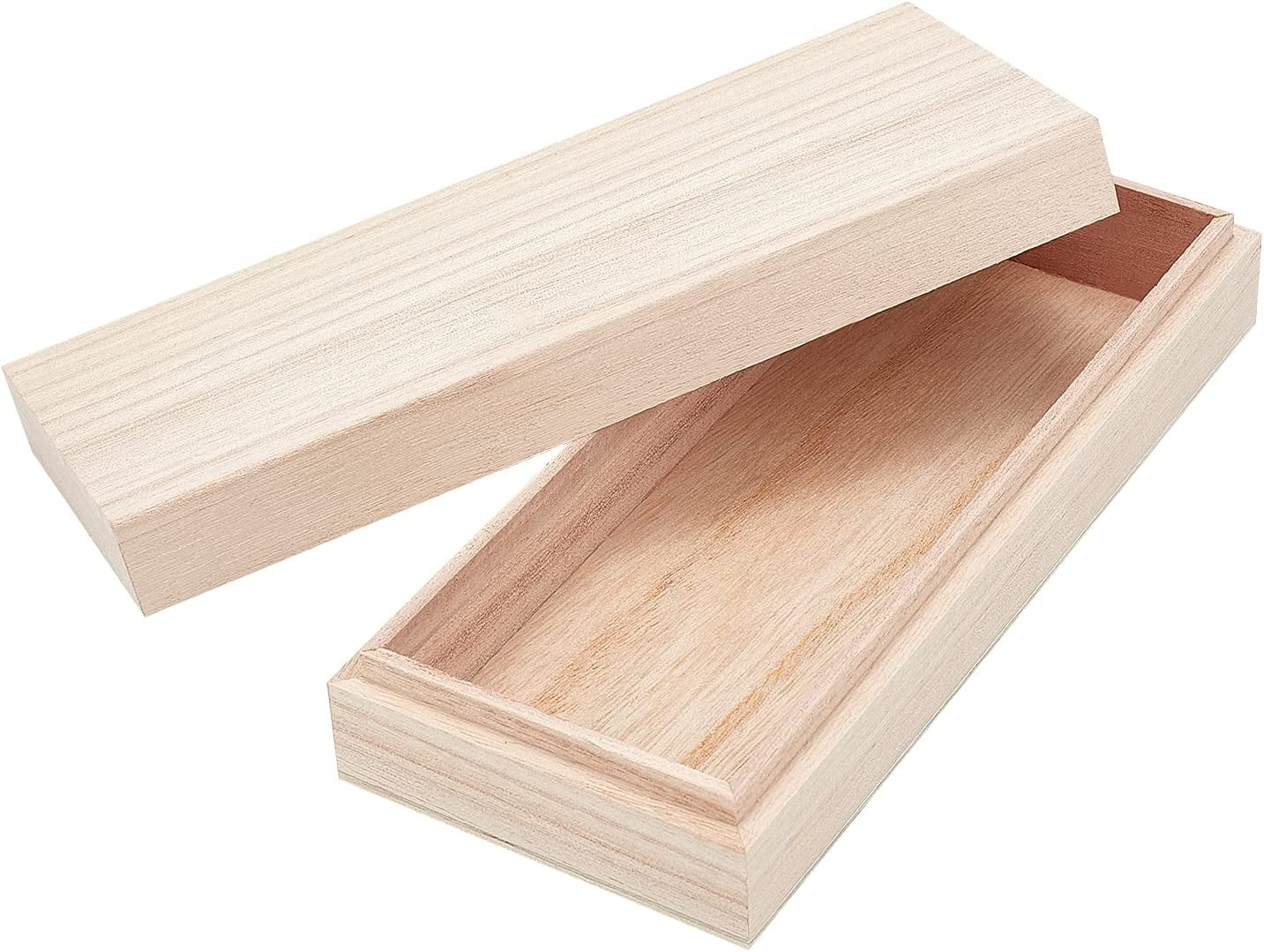 Unfinished Natural Wood Box with Lid for Arts Crafts and Home Decor ...