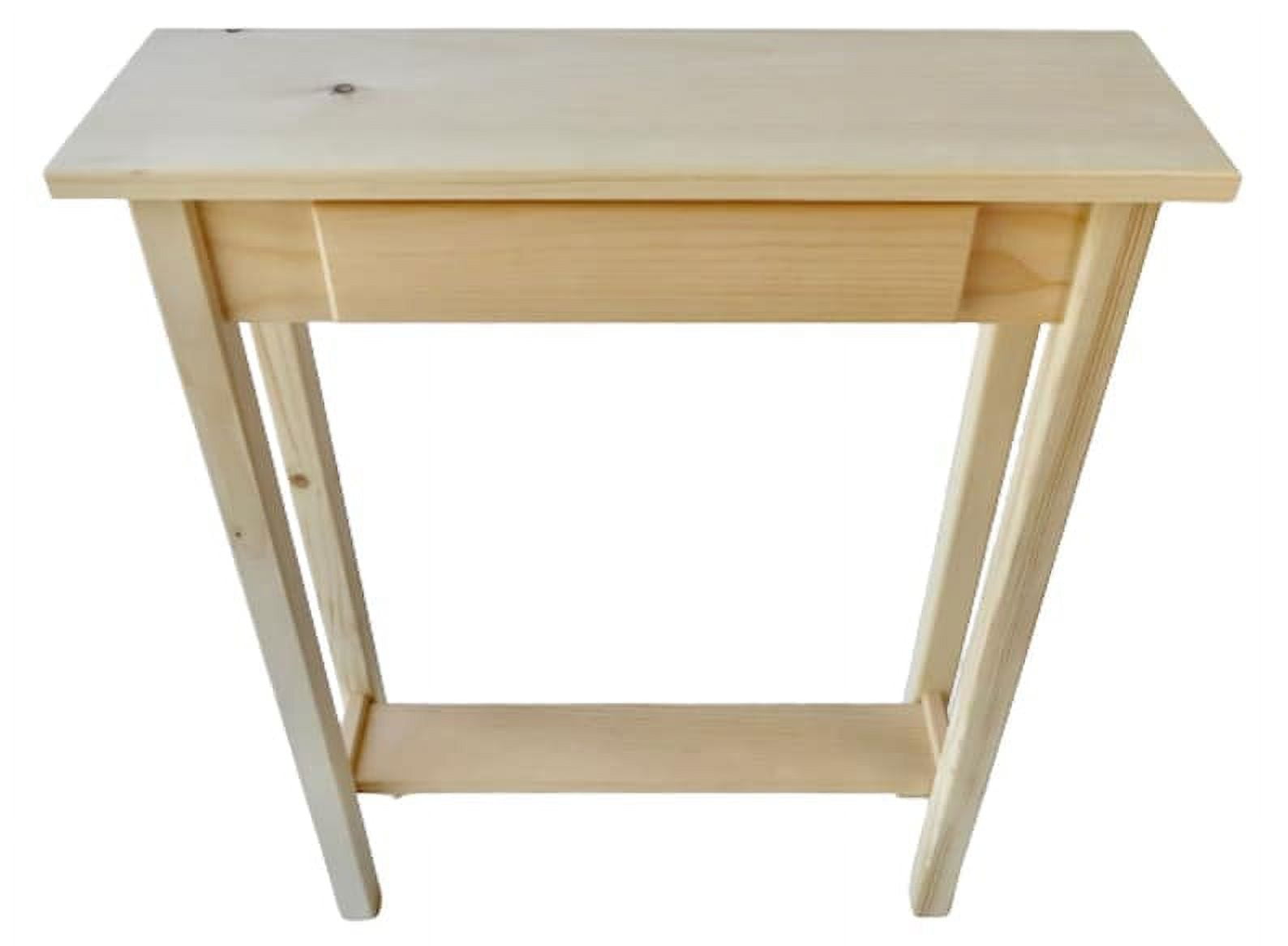 Unfinished Pine Narrow Shaker Console Sofa Wall Table With Bottom Shelf ...