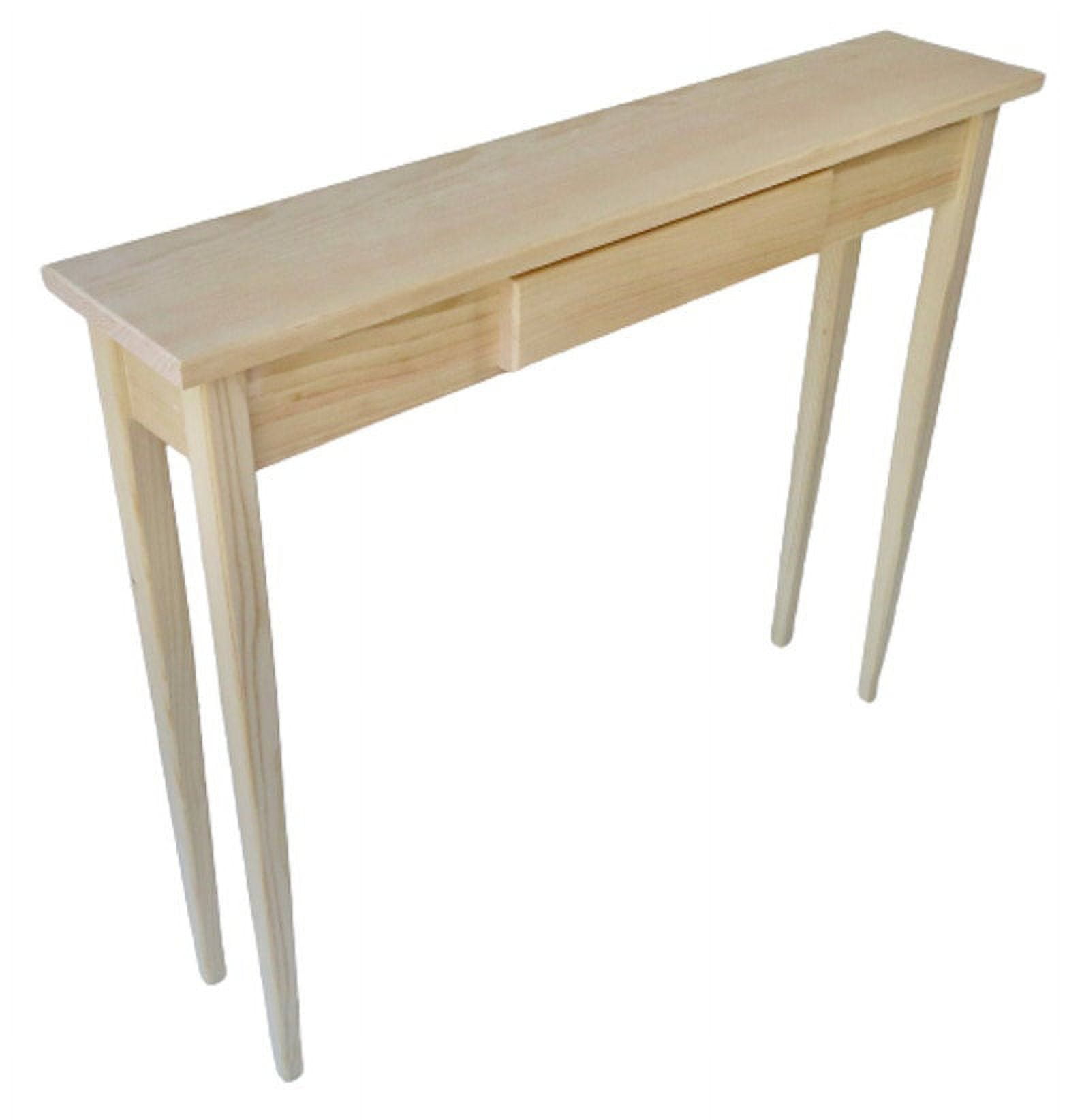 Unfinished Pine Narrow Shaker Console Sofa Wall Table With False Drawer ...