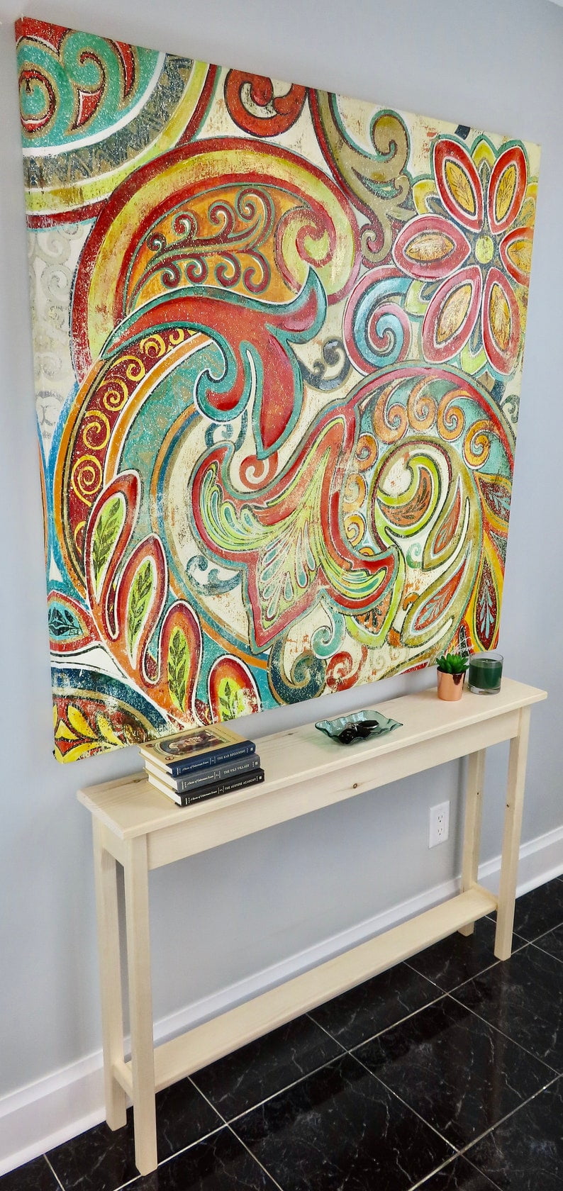 Unfinished Pine Narrow Shaker Console Sofa Wall Table With Shelf- 46 ...