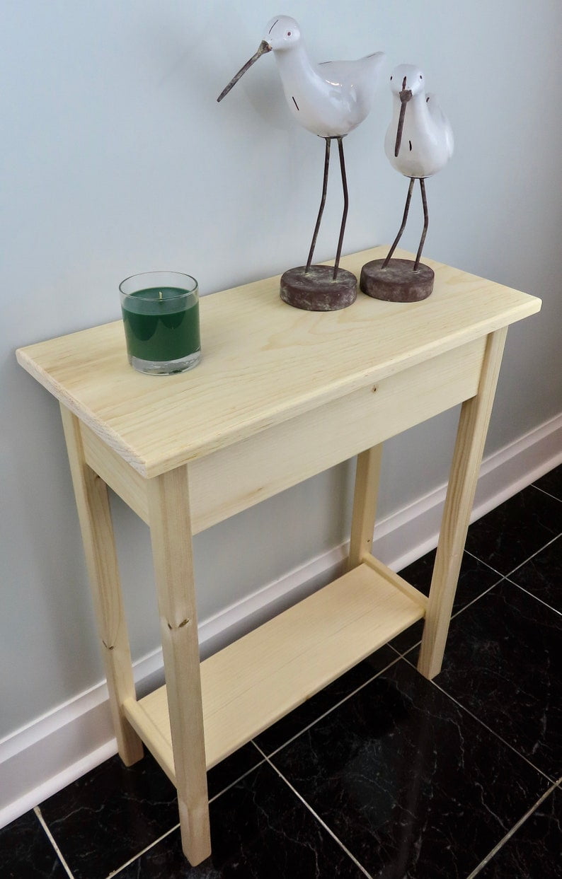 Unfinished Pine Shaker Console Sofa Wall Table With Shelf-24" long x 11 ...