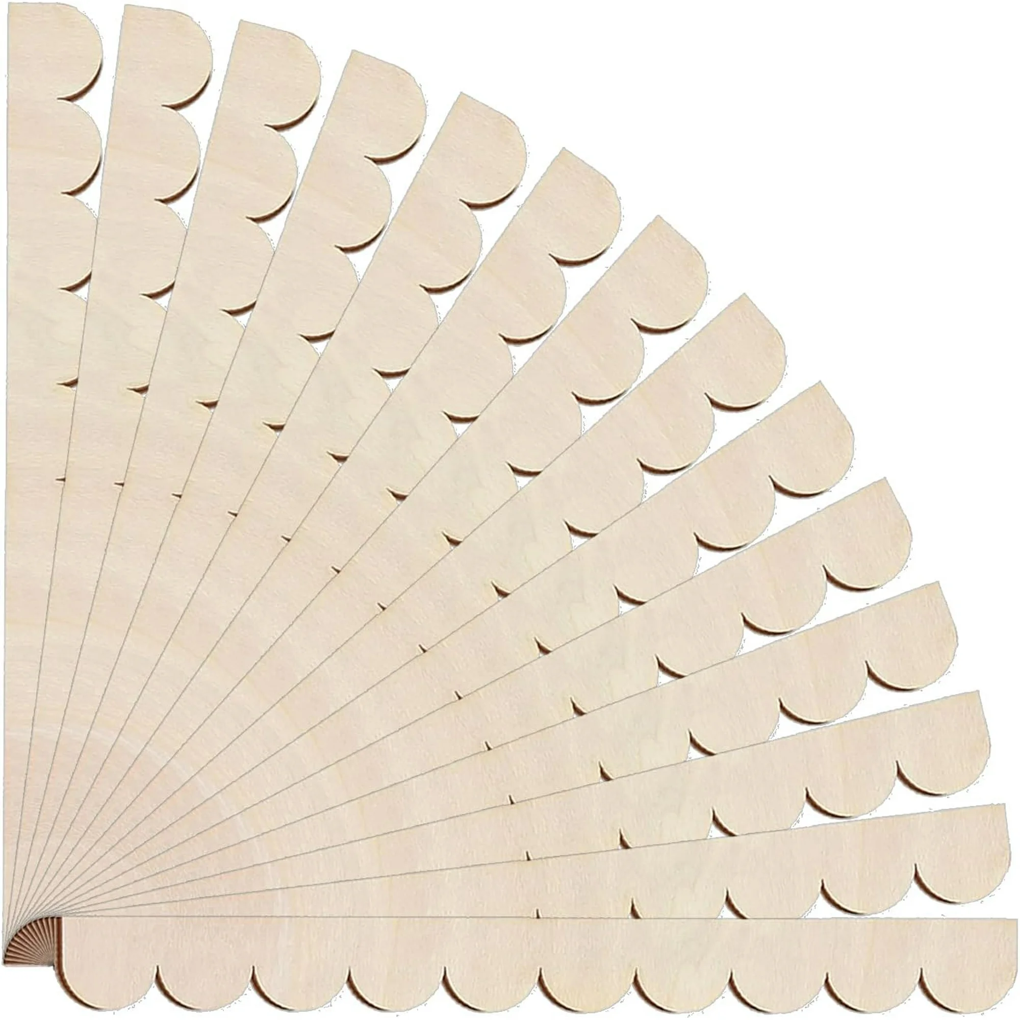 Unfinished Scalloped Wood Trim,24 Pcs Wooden Scalloped Moulding Trim ...