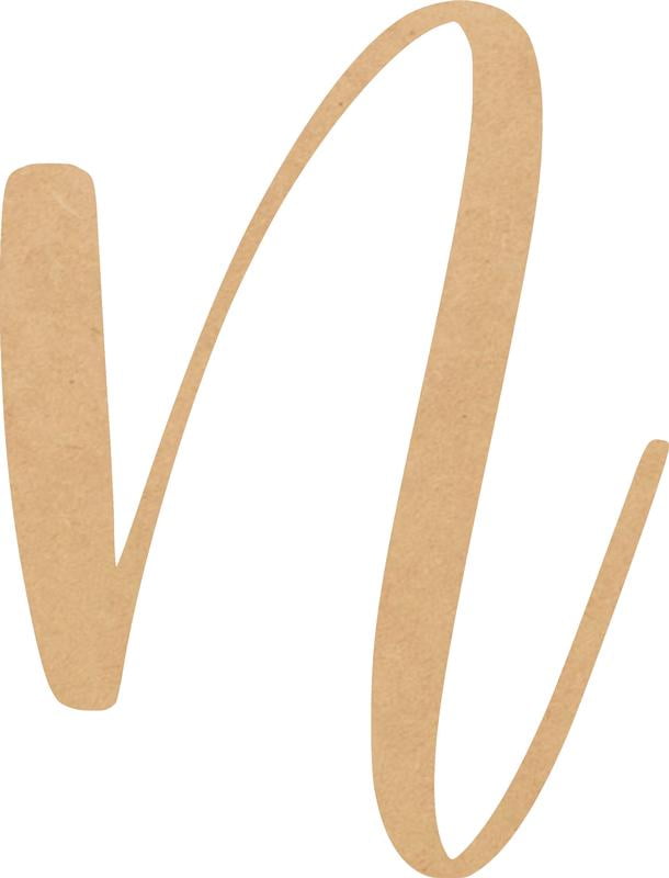 Unfinished Script Wood 14'' Tall Nicholia Letters Alphabet N, Paintable ...