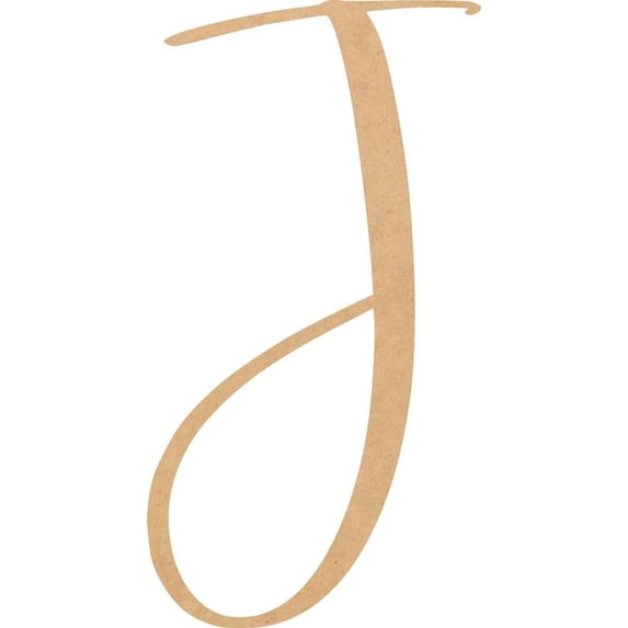 Unfinished Script Wood 20'' Tall Nicholia Letters Alphabet J, Paintable ...