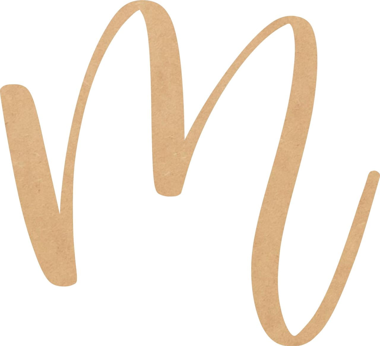 Unfinished Script Wood 20'' Tall Nicholia Letters Alphabet M, Paintable ...