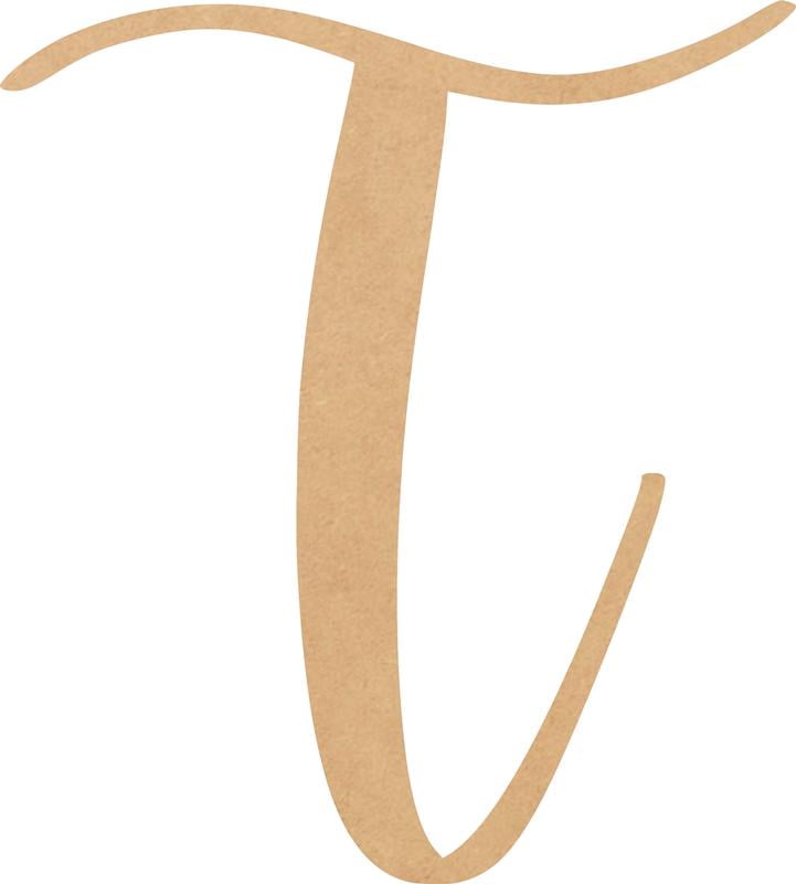 Unfinished Script Wood 20'' Tall Nicholia Letters Alphabet T, Paintable ...