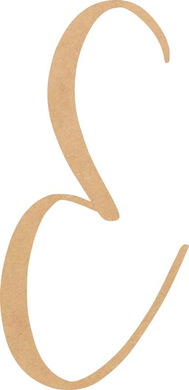 Unfinished Script Wood 3'' Tall Nicholia Letters Alphabet E, Paintable ...