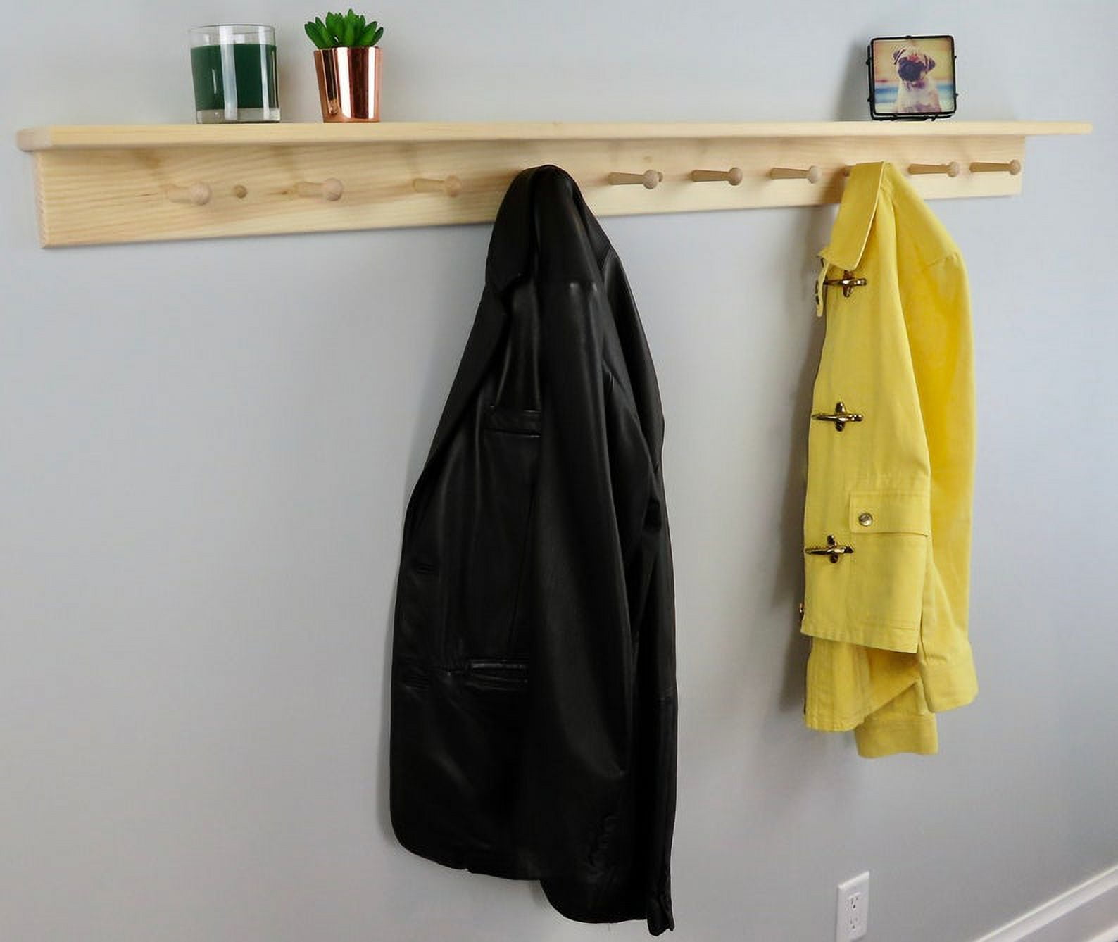 Unfinished Shaker Peg Coat Hat Rack With Shelf 60" - Walmart.com
