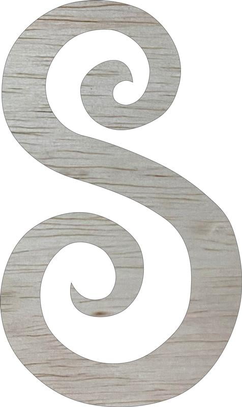 Unfinished Wood 12'' Curlz Letter S, Wall Hanging - Walmart.com