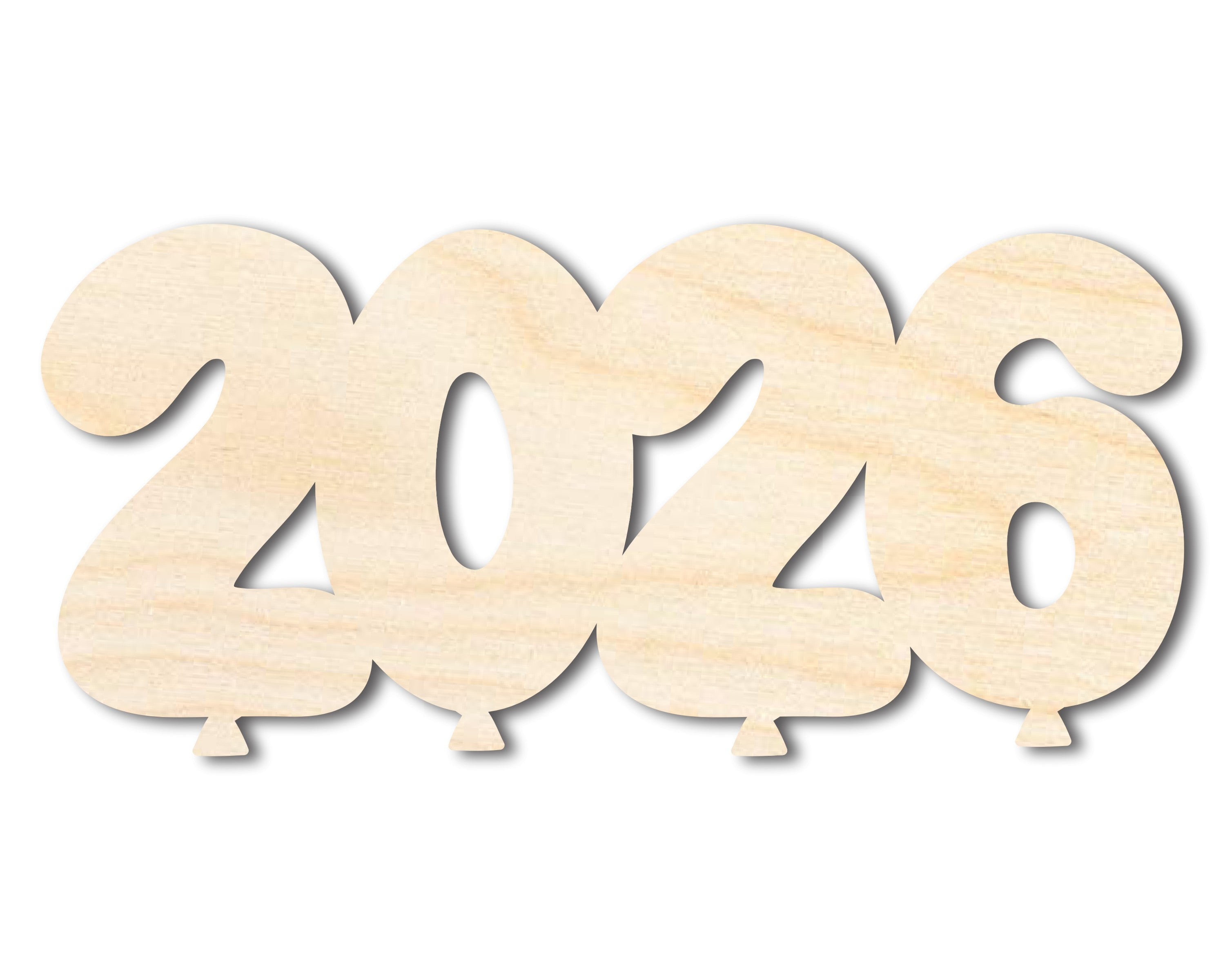 Unfinished Wood 2026 Balloons Shape | DIY Craft Cutout 24" / 1/8 ...