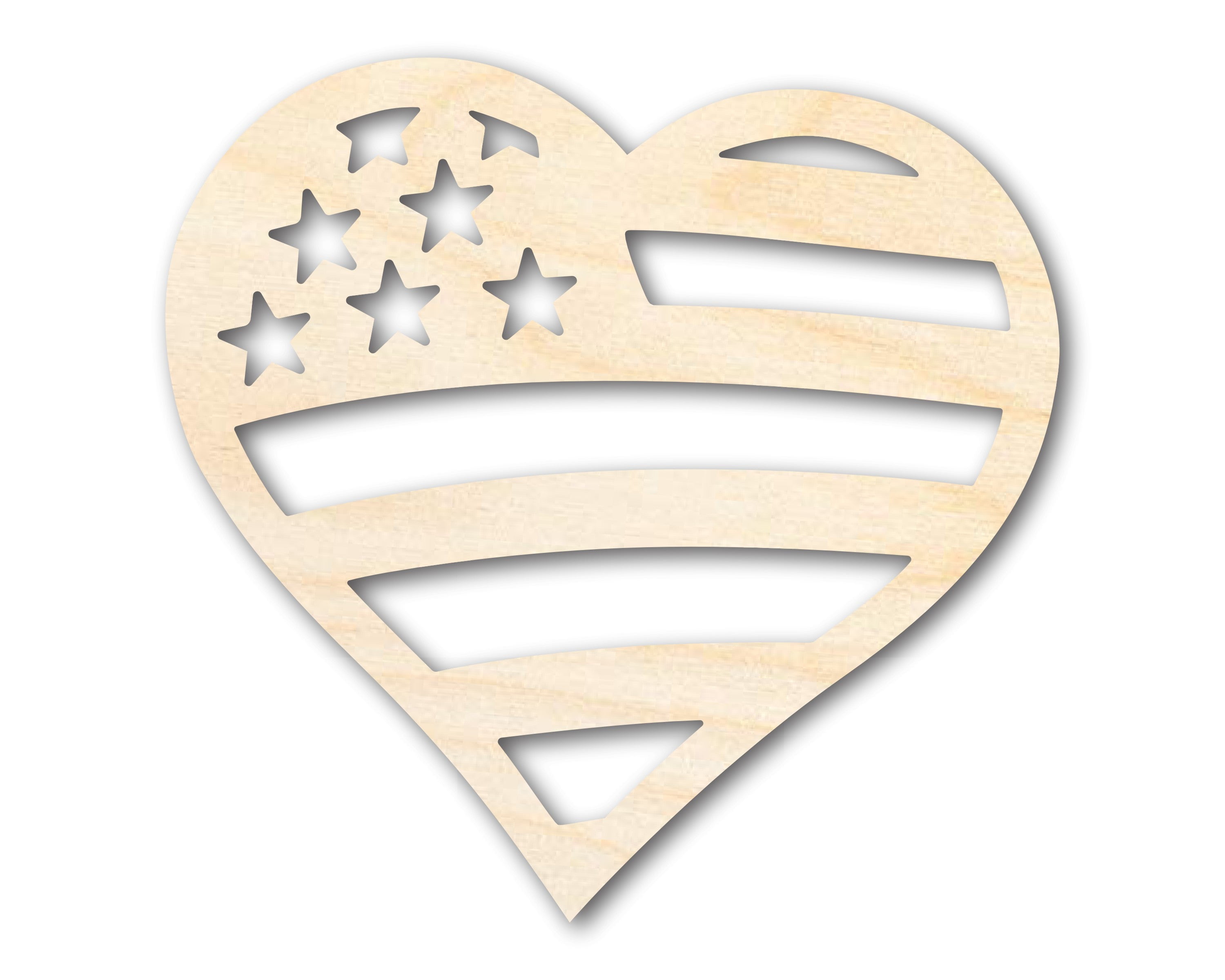Unfinished Wood American Heart Flag Shape - USA Craft - up to 46" 24 ...