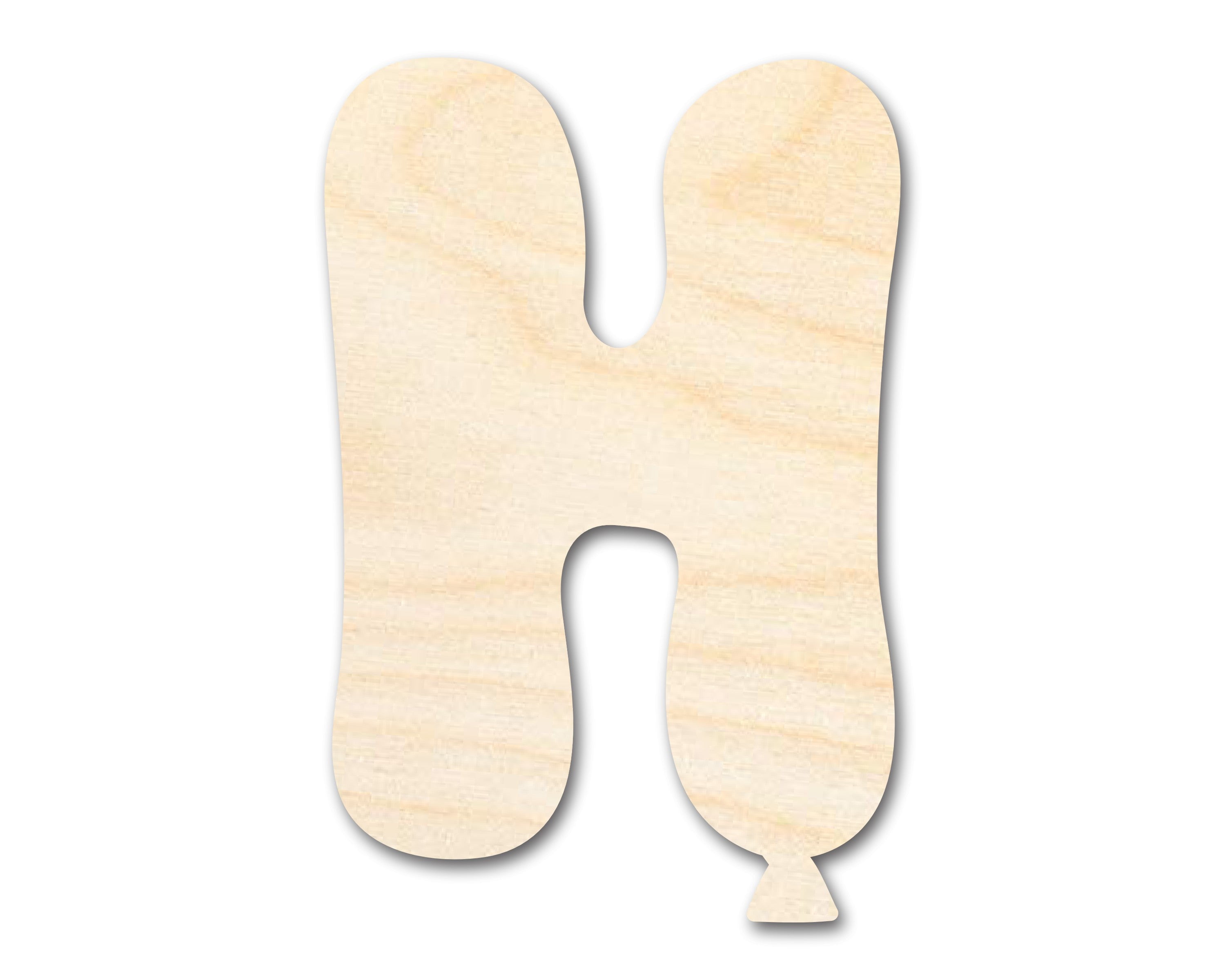 Unfinished Wood Balloon Letter H Shape 46" / 3/4" - Walmart.com