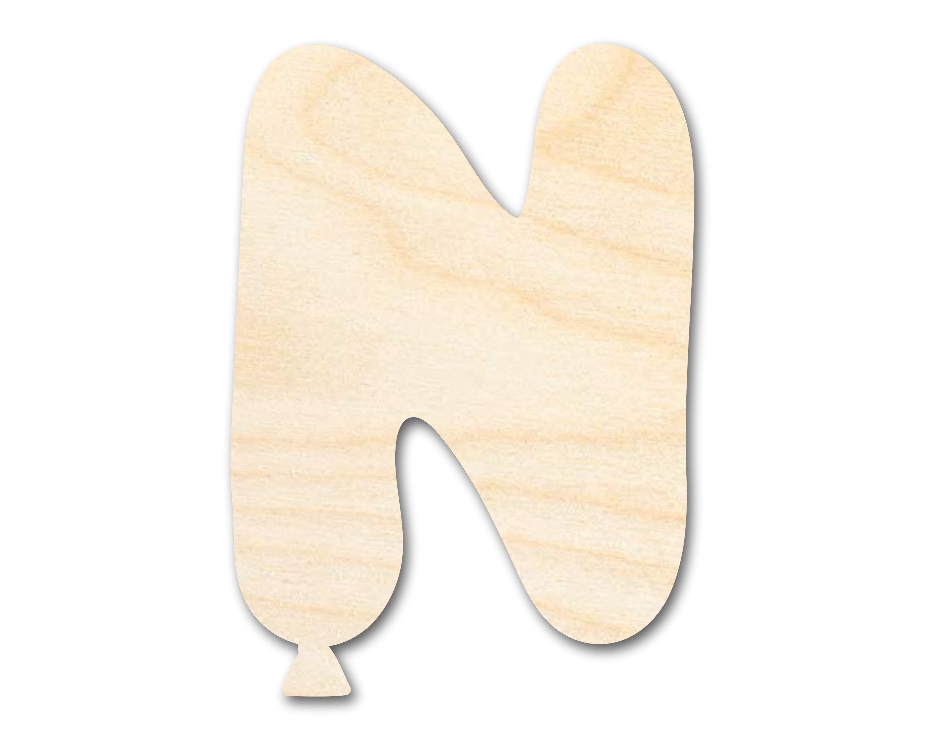 Unfinished Wood Balloon Letter N Shape | DIY Craft Cutout | up to 46 ...