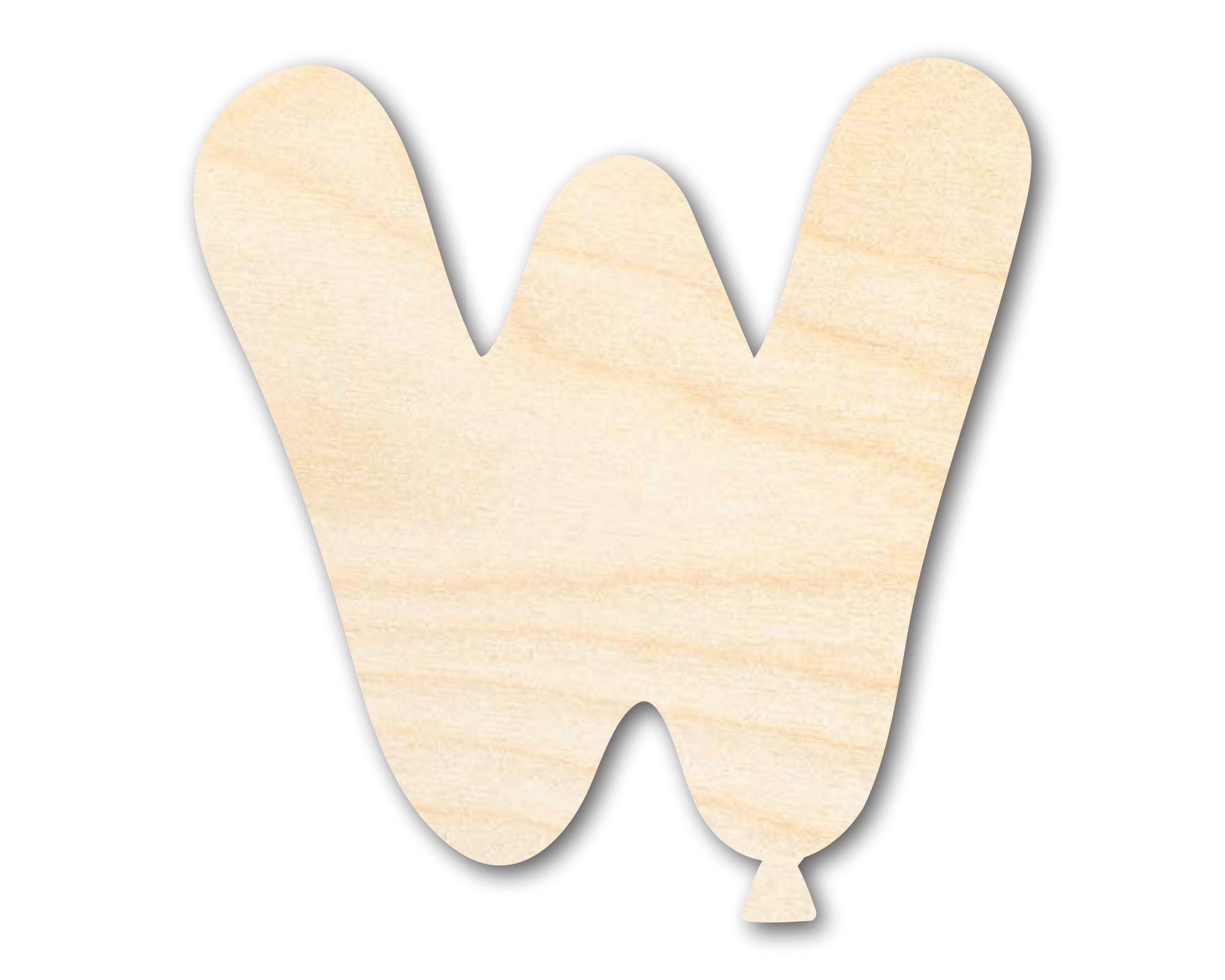 Unfinished Wood Balloon Letter W Shape 8" / 1/4" - Walmart.com