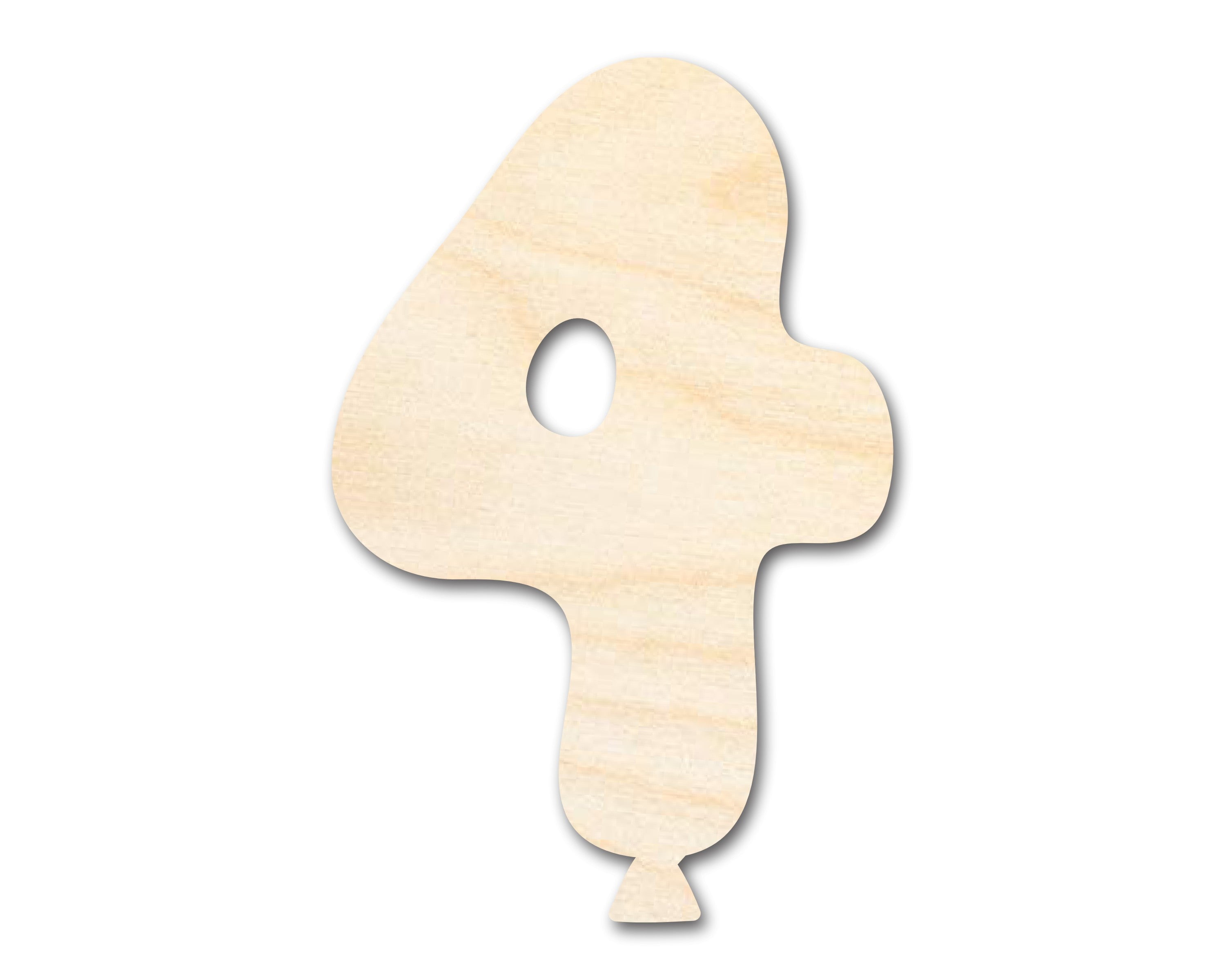 Unfinished Wood Balloon Number 4 Shape | DIY Craft Cutout 14" / 1/4 ...
