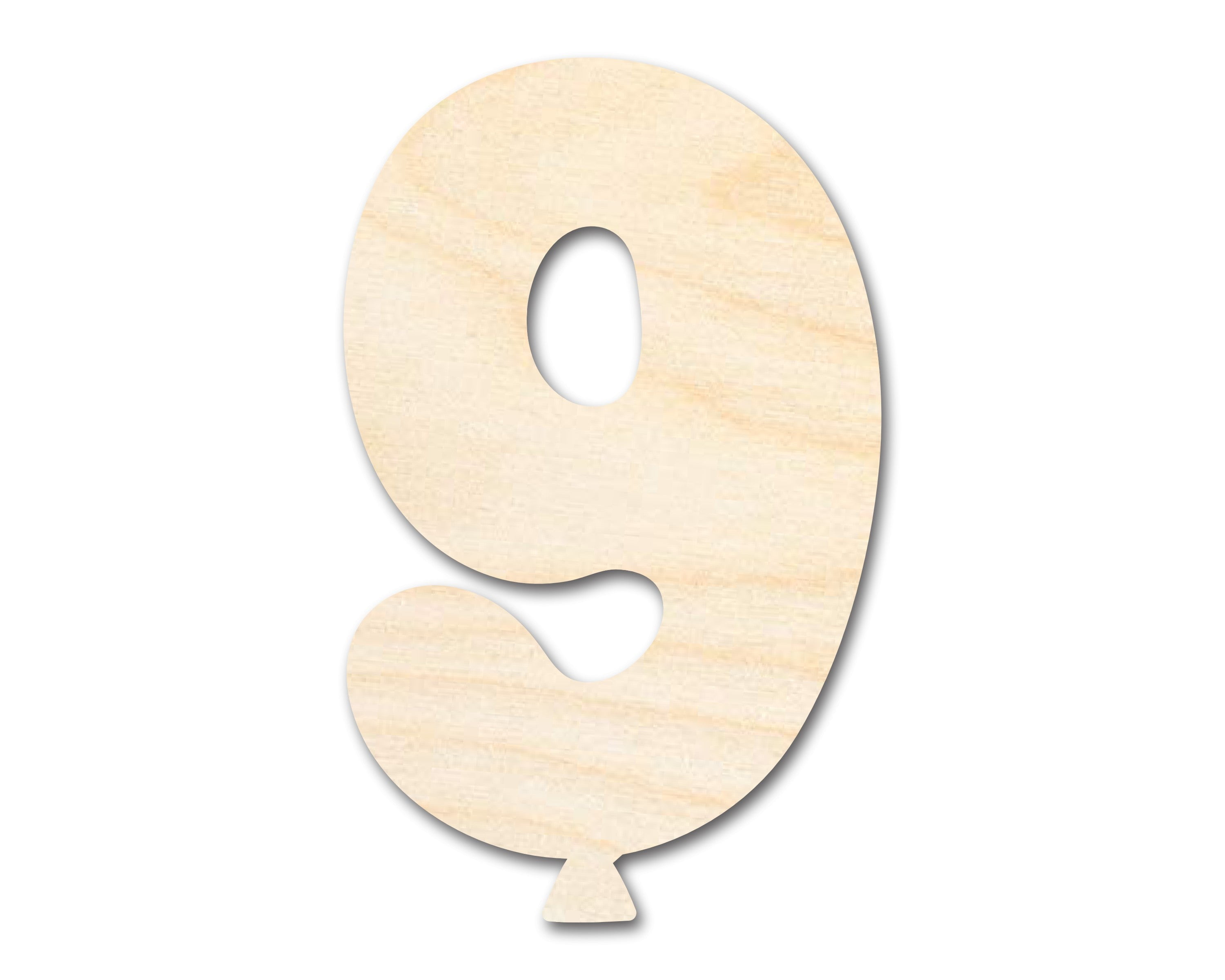Unfinished Wood Balloon Number 9 Shape | DIY Craft Cutout 7" / 1/4 ...