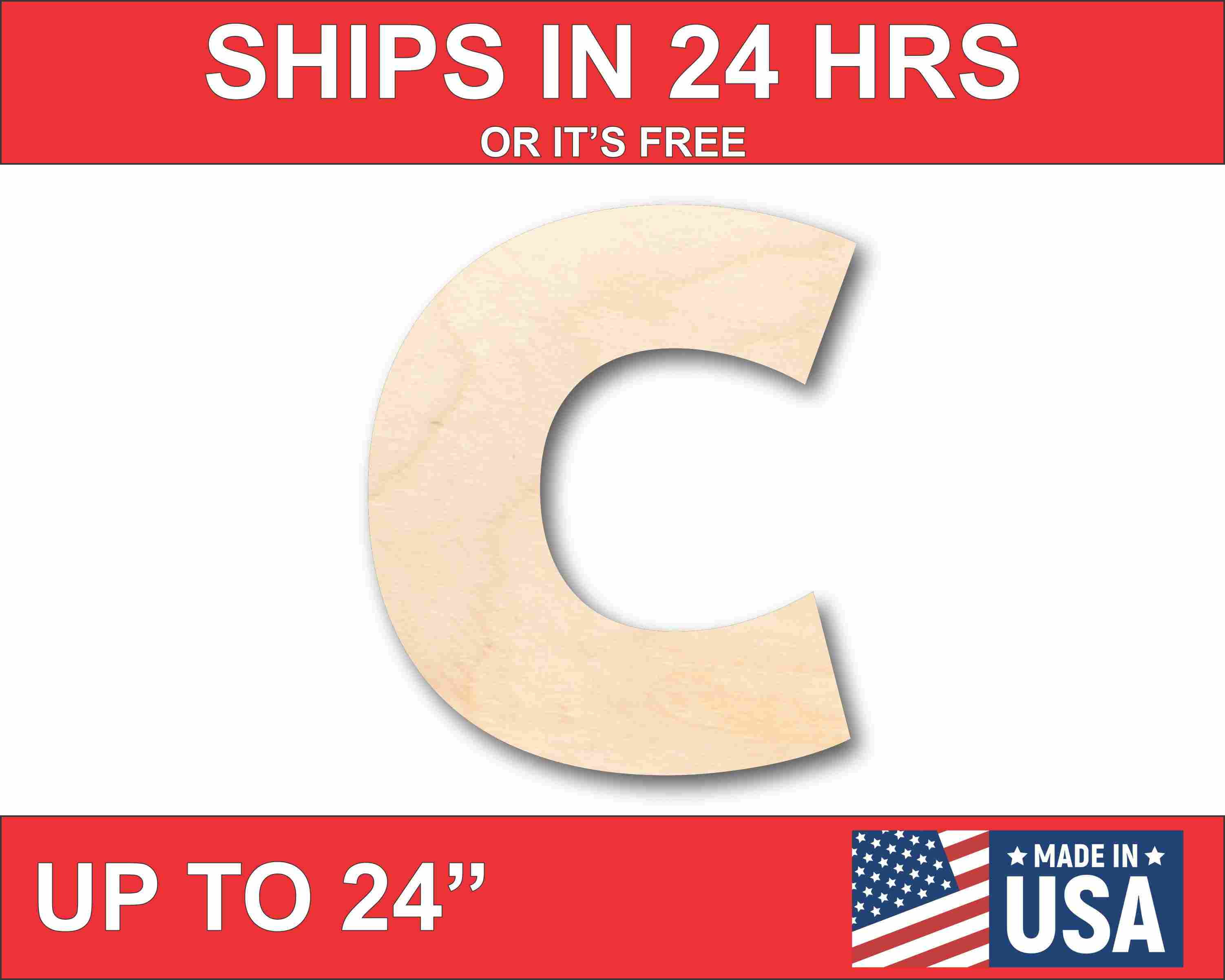 Unfinished Wood Block Letter C - Craft - up to 46" DIY 14" / 1/8 ...