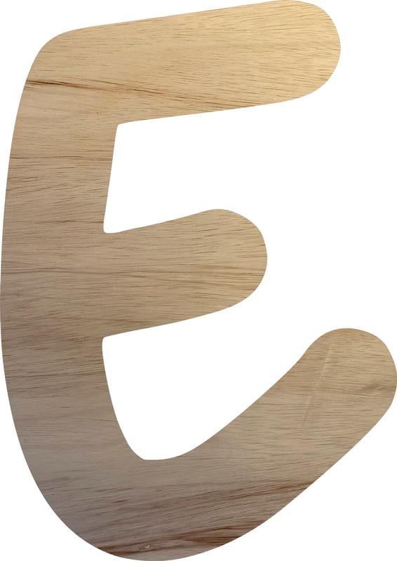 Unfinished Wood Block Letter, Craft 5'' Bold Letter E, Paintable ...